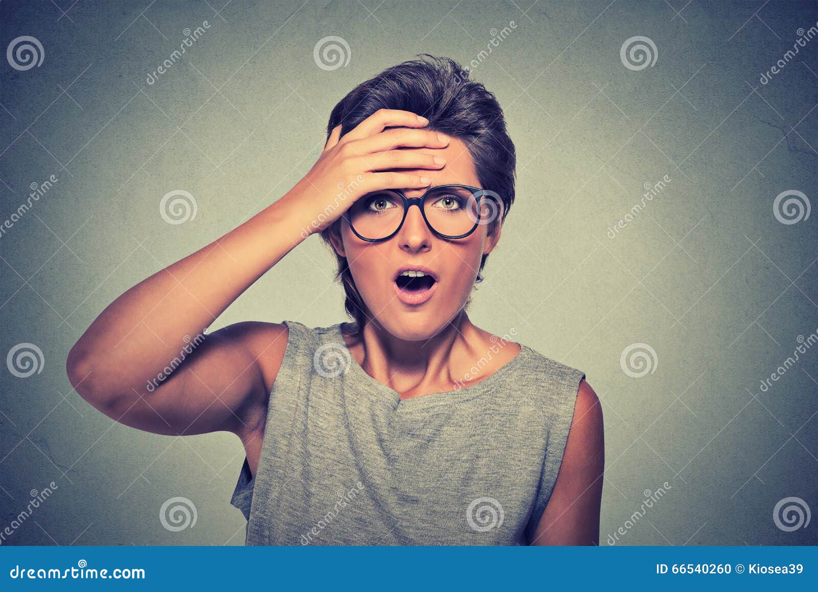 Concerned scared woman stock photo. Image of hand, gray - 66540260