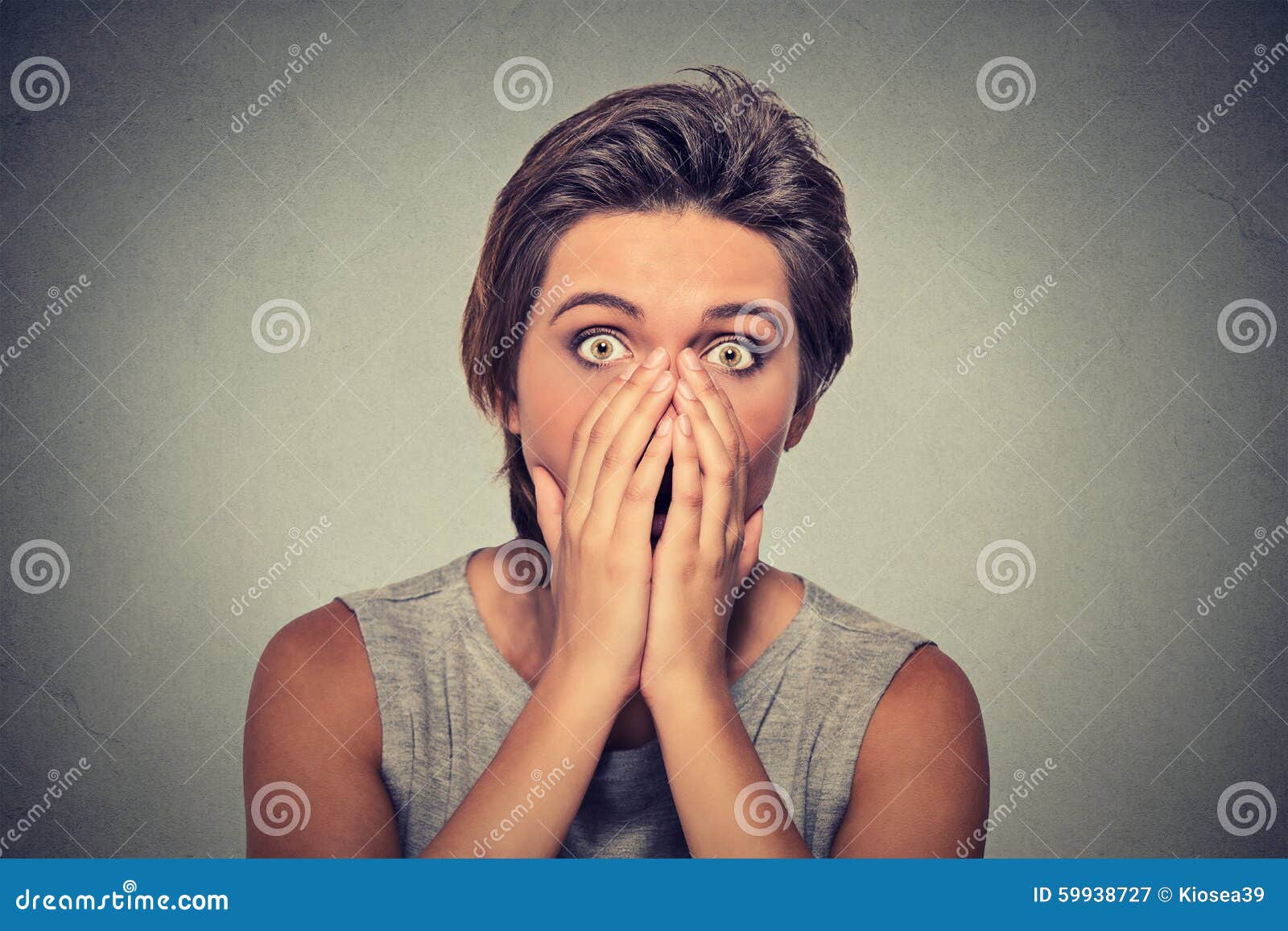Concerned scared woman stock image. Image of cover, mouth - 59938727
