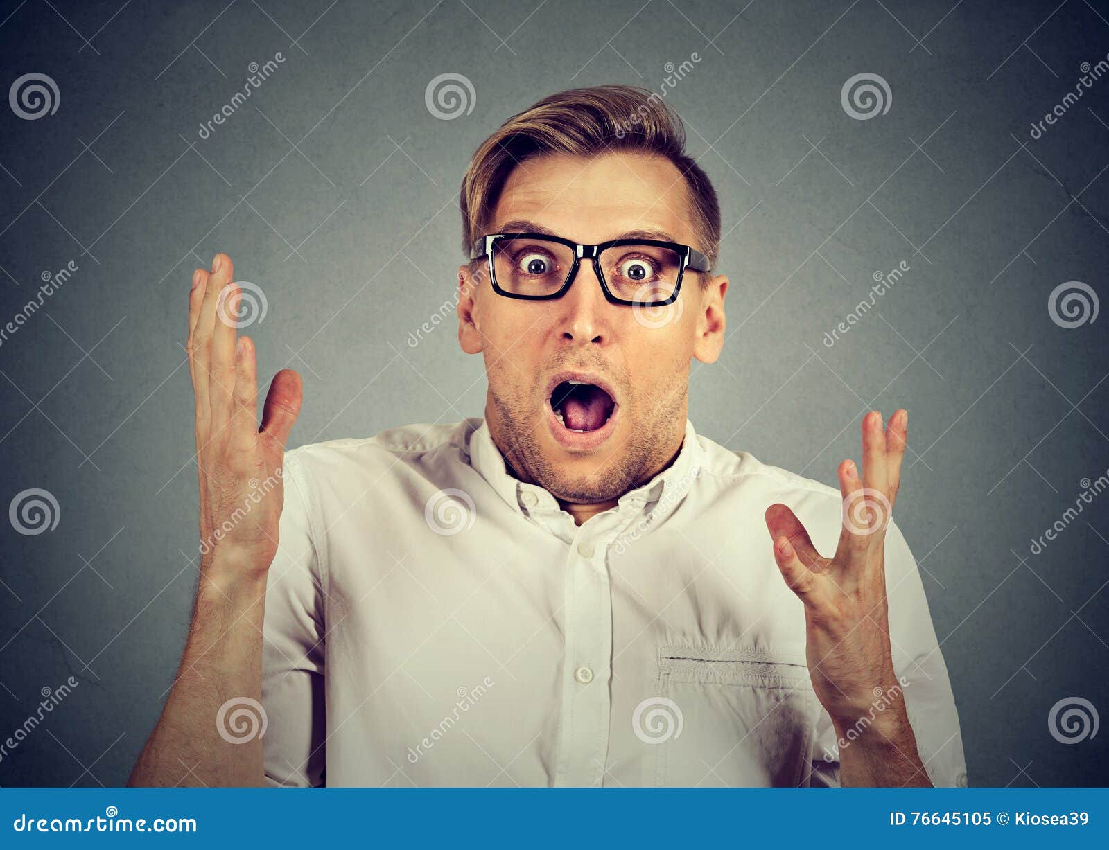 Concerned Scared Young Man in Glasses Stock Image - Image of phobia ...