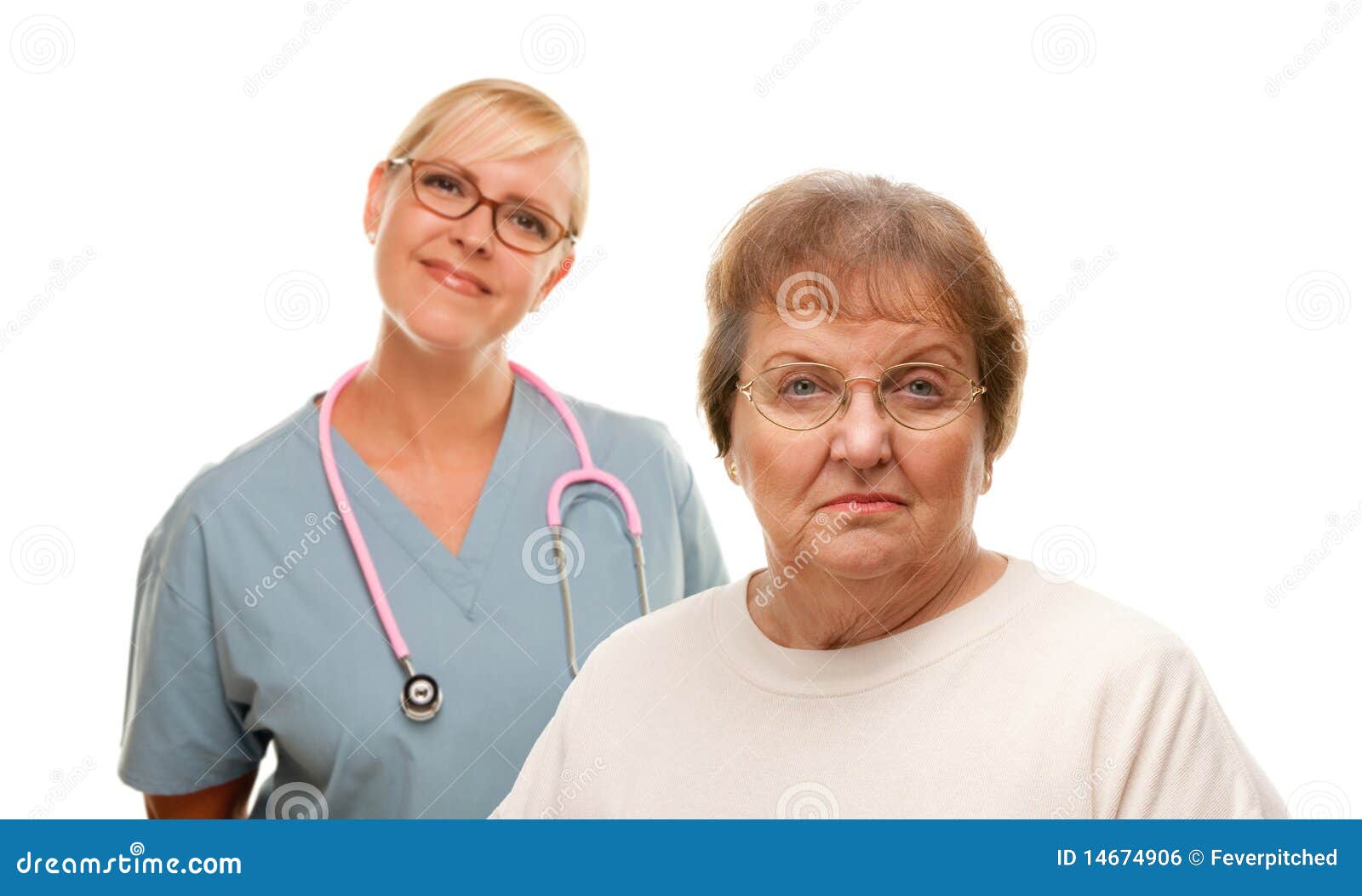 Concerned Senior Woman with Doctor Behind Stock Photo - Image of elder ...