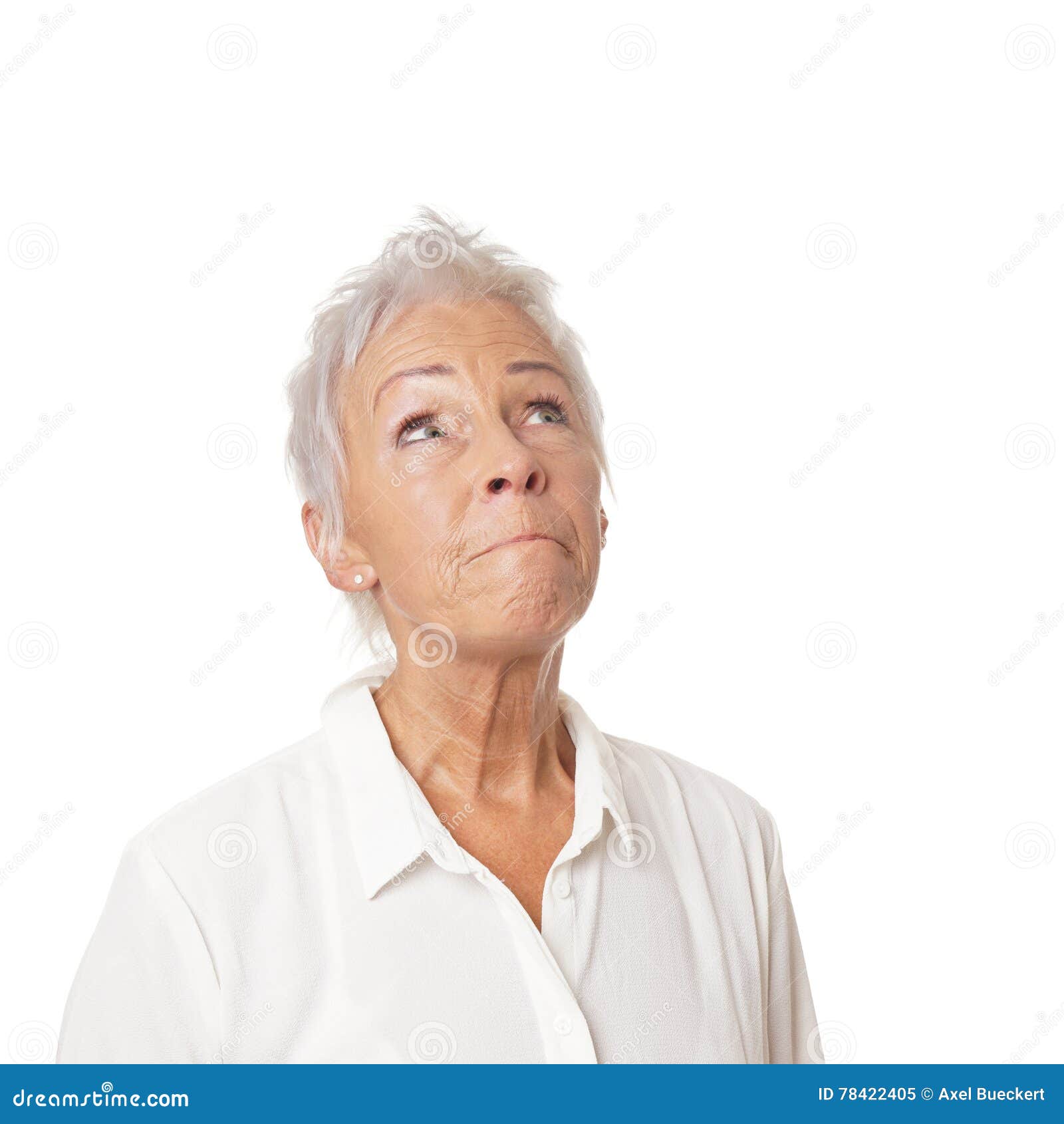 Concerned Senior Woman Looking Up Stock Image - Image of older ...