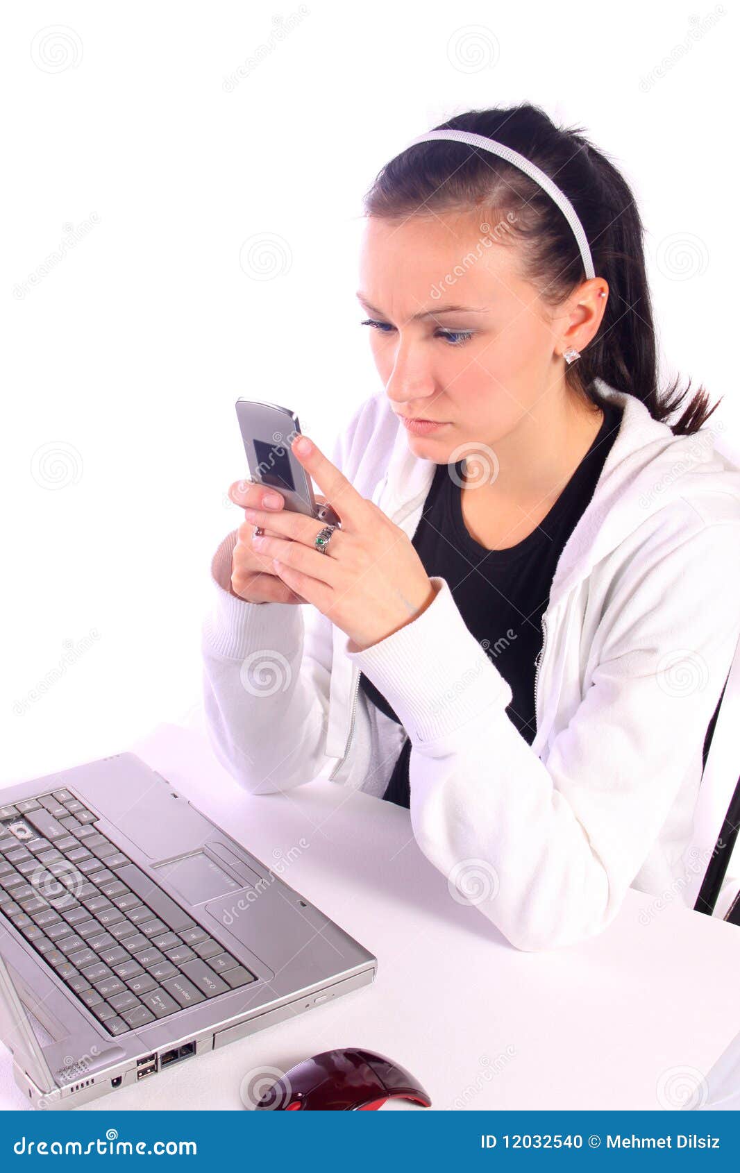 Concerned Teenage Girl Texting Stock Photo - Image of attractive ...