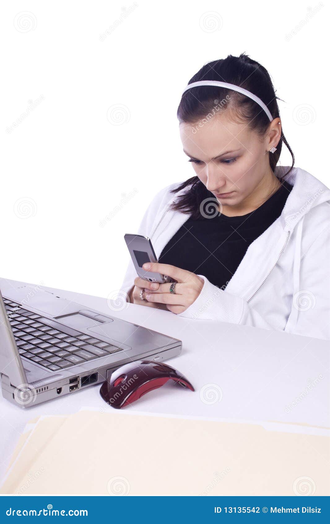 Concerned Teenage Girl Texting Stock Photo - Image of background ...