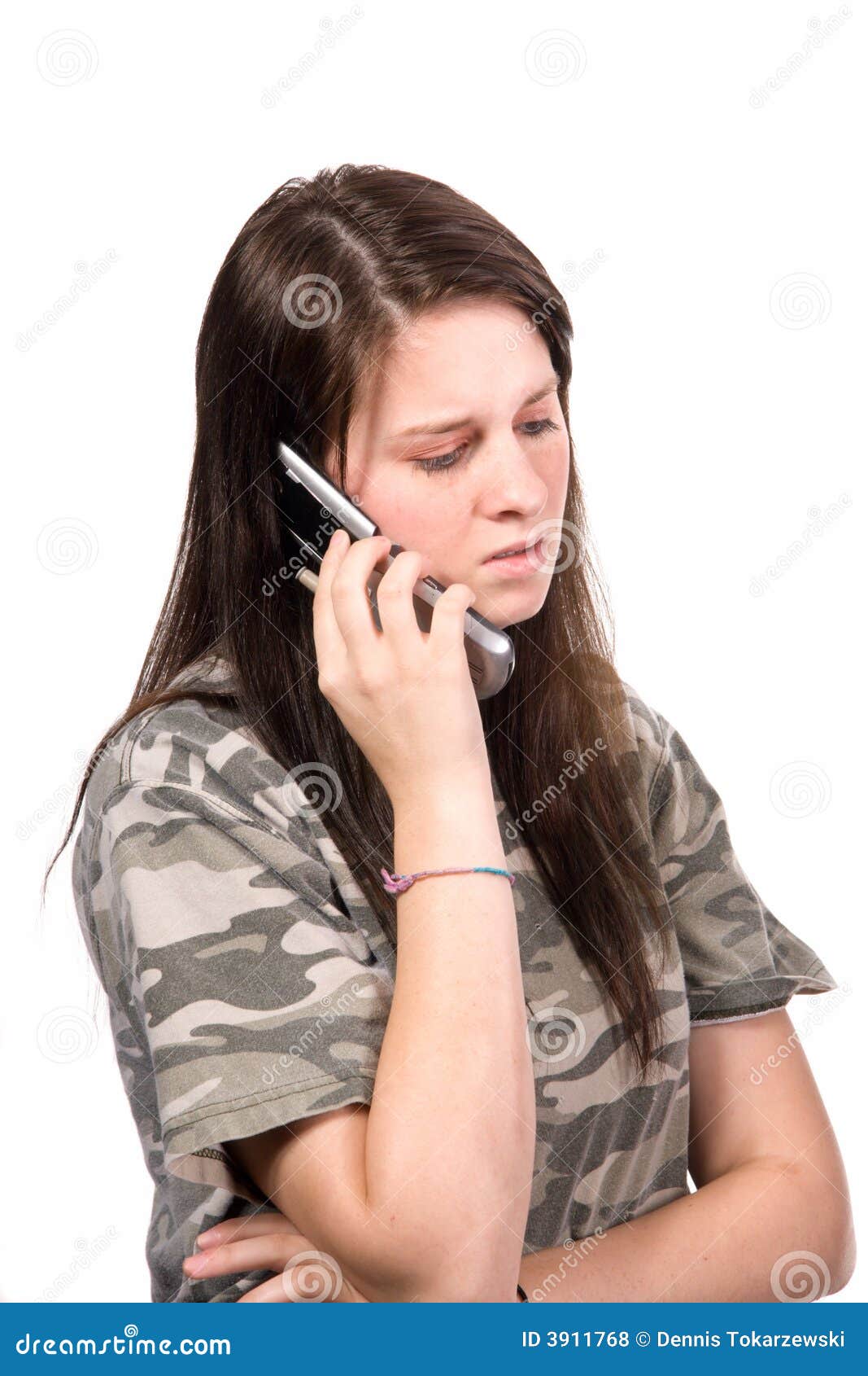 Concerned Teenager Phone Call Stock Photo - Image of hair, call: 3911768