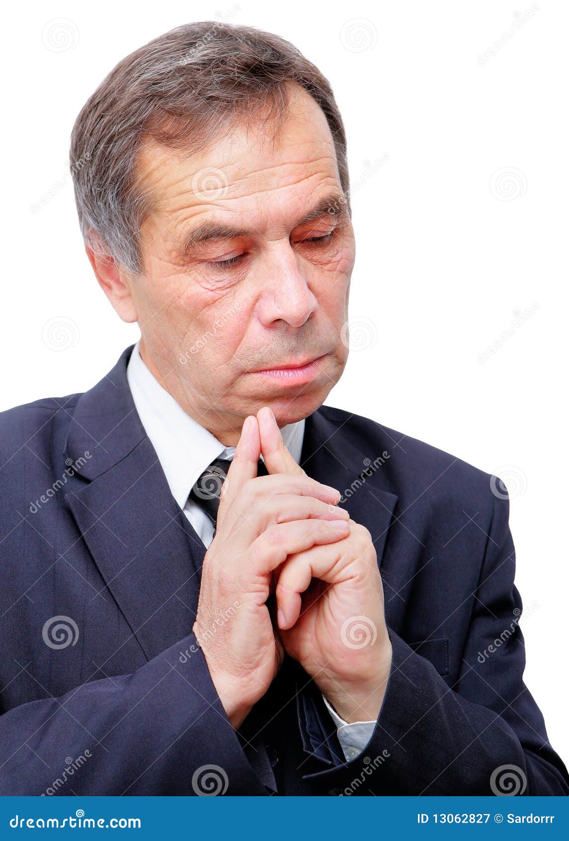 Concerned Thinking Senior Businessman Stock Image - Image of portrait ...
