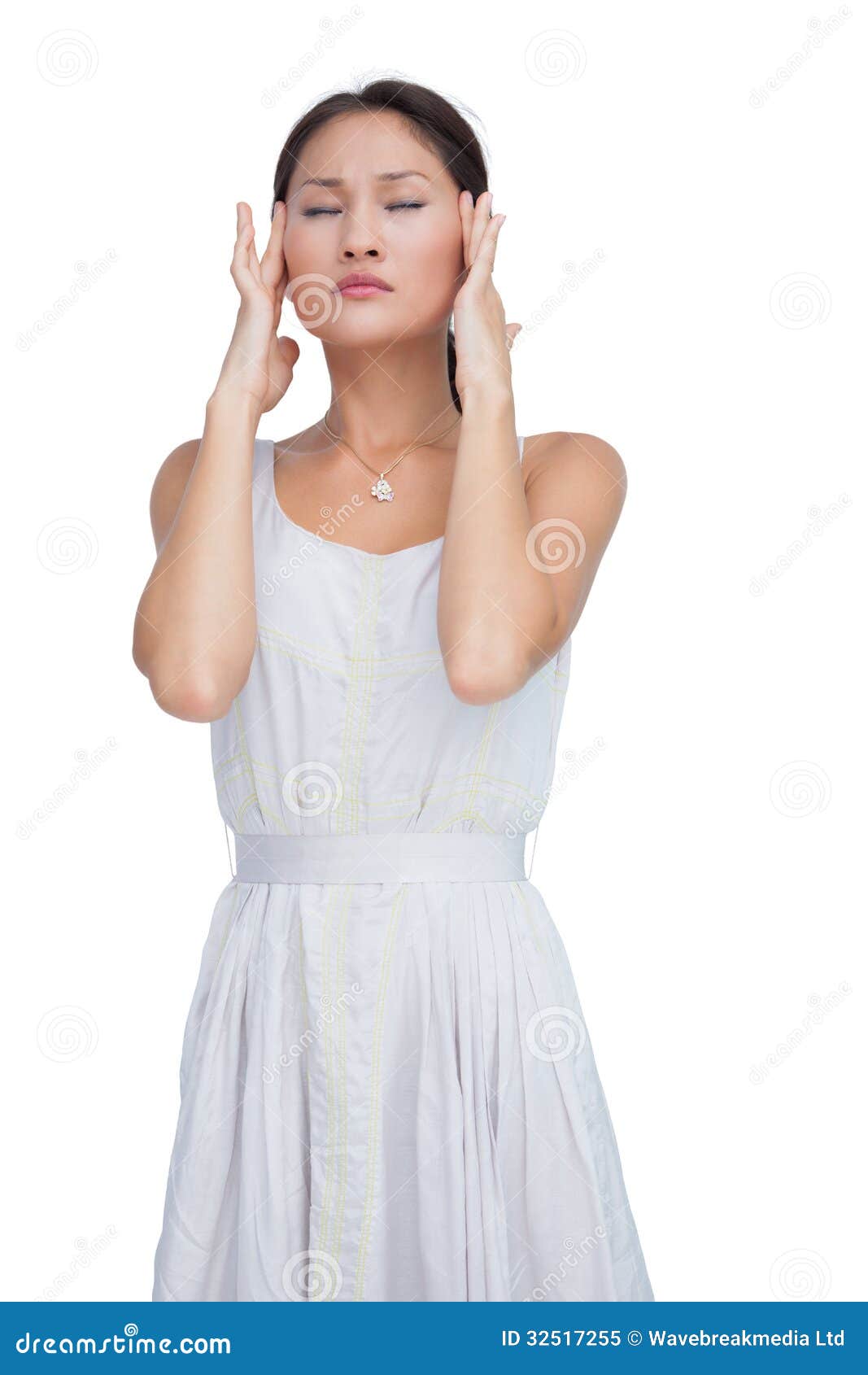 Concerned woman posing stock image. Image of dress, asian - 32517255