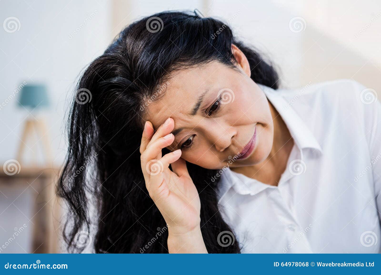 Concerned Woman Sitting at Home Stock Photo - Image of homey, apartment ...
