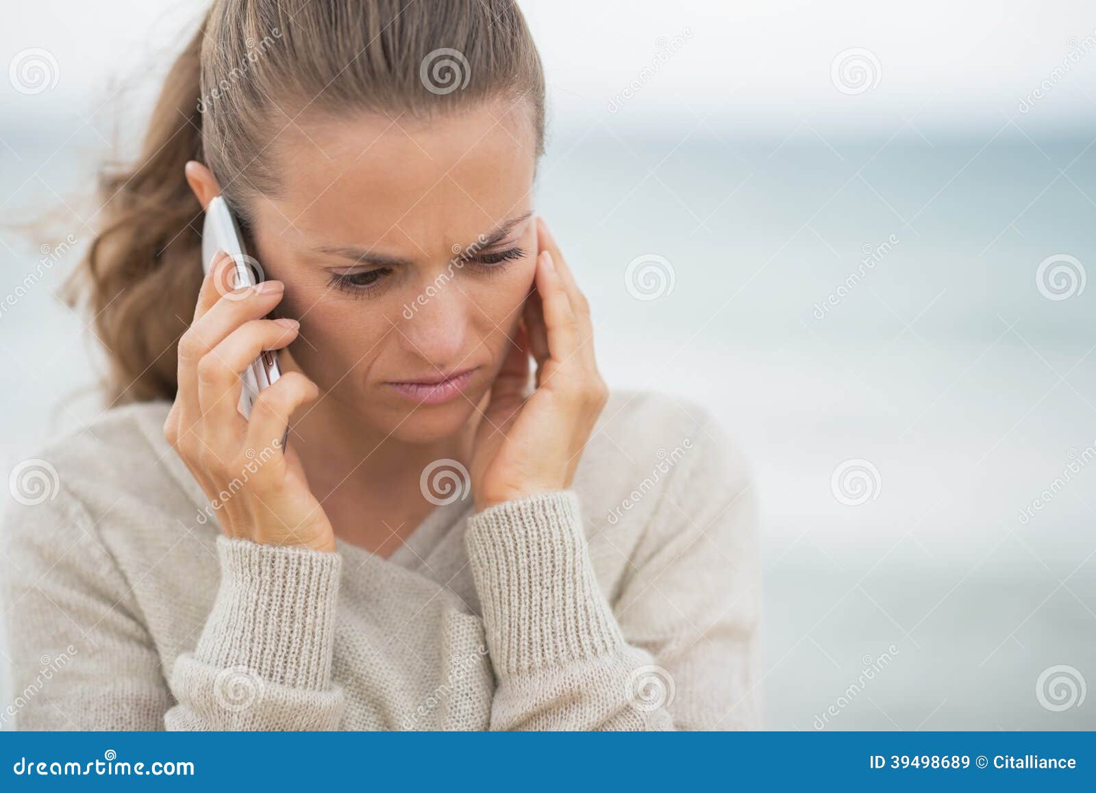 Concerned Woman On Phone