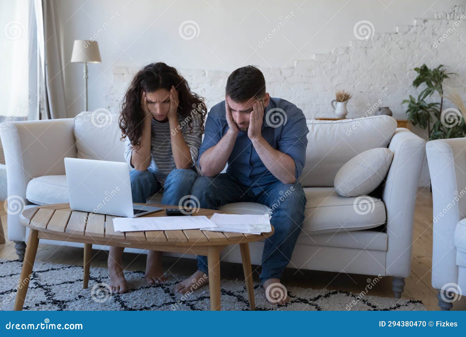 Concerned Worried Married Couple Getting Financial Problems Stock Photo ...