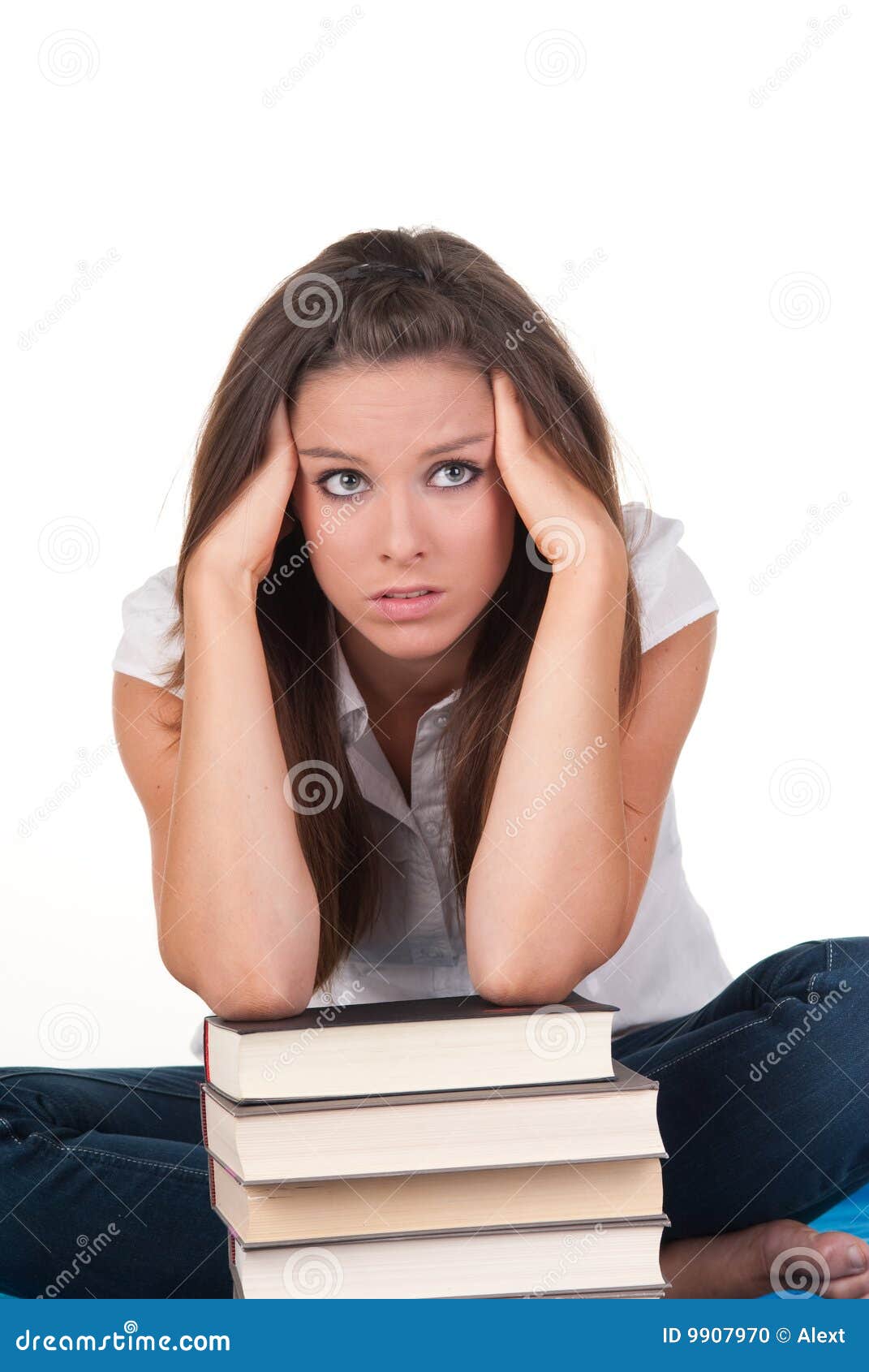 Concerned young student stock photo. Image of youth, books - 9907970