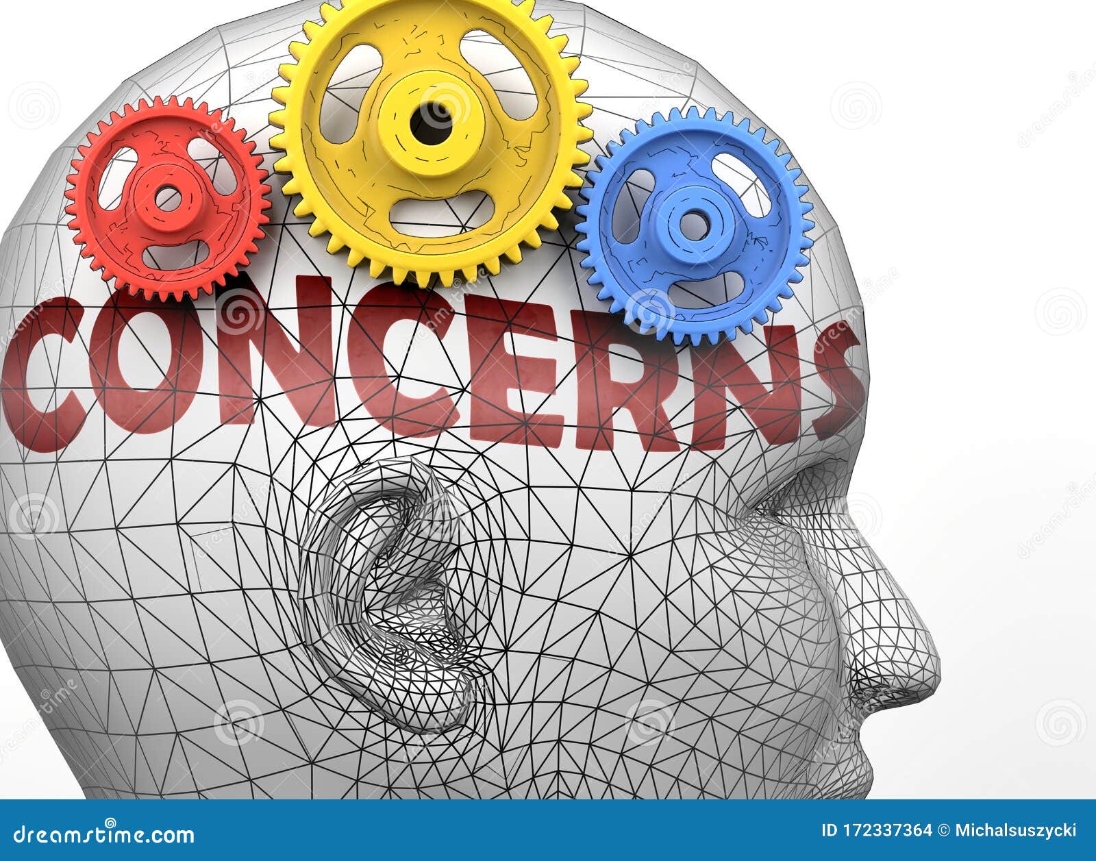 Concerns and Human Mind - Pictured As Word Concerns Inside a Head To ...