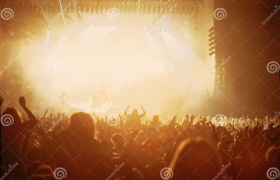 In concert stock image. Image of crowd, stage, yellow, lights - 28493