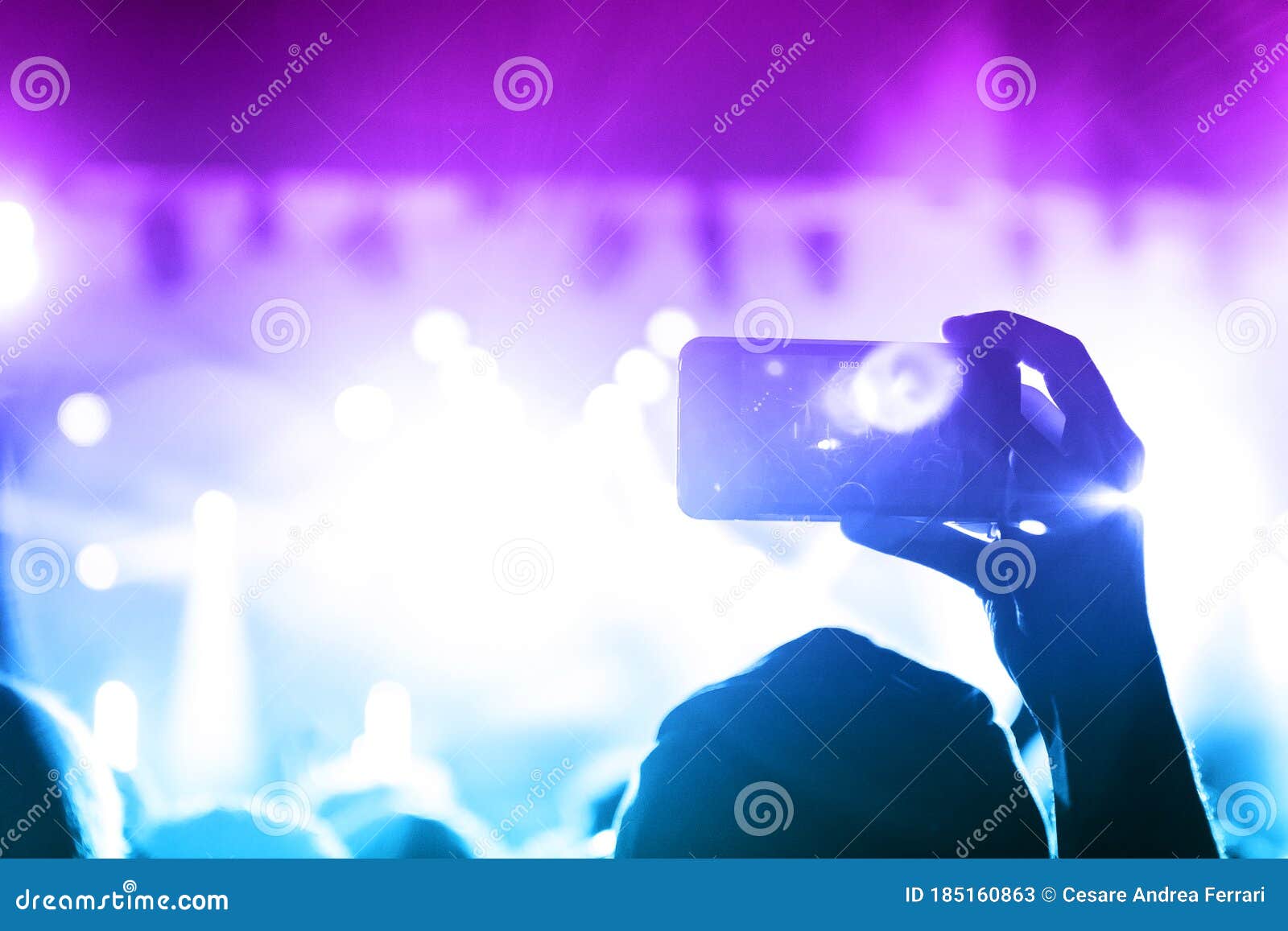 Concert Spectators in Front of a Bright Stage with Live Music Stock ...