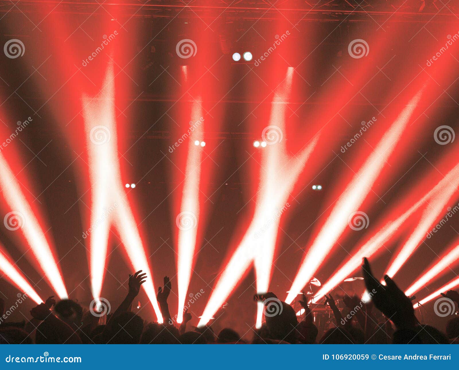 Concert Crowd in Front of Stage Lights Editorial Stock Image - Image of ...