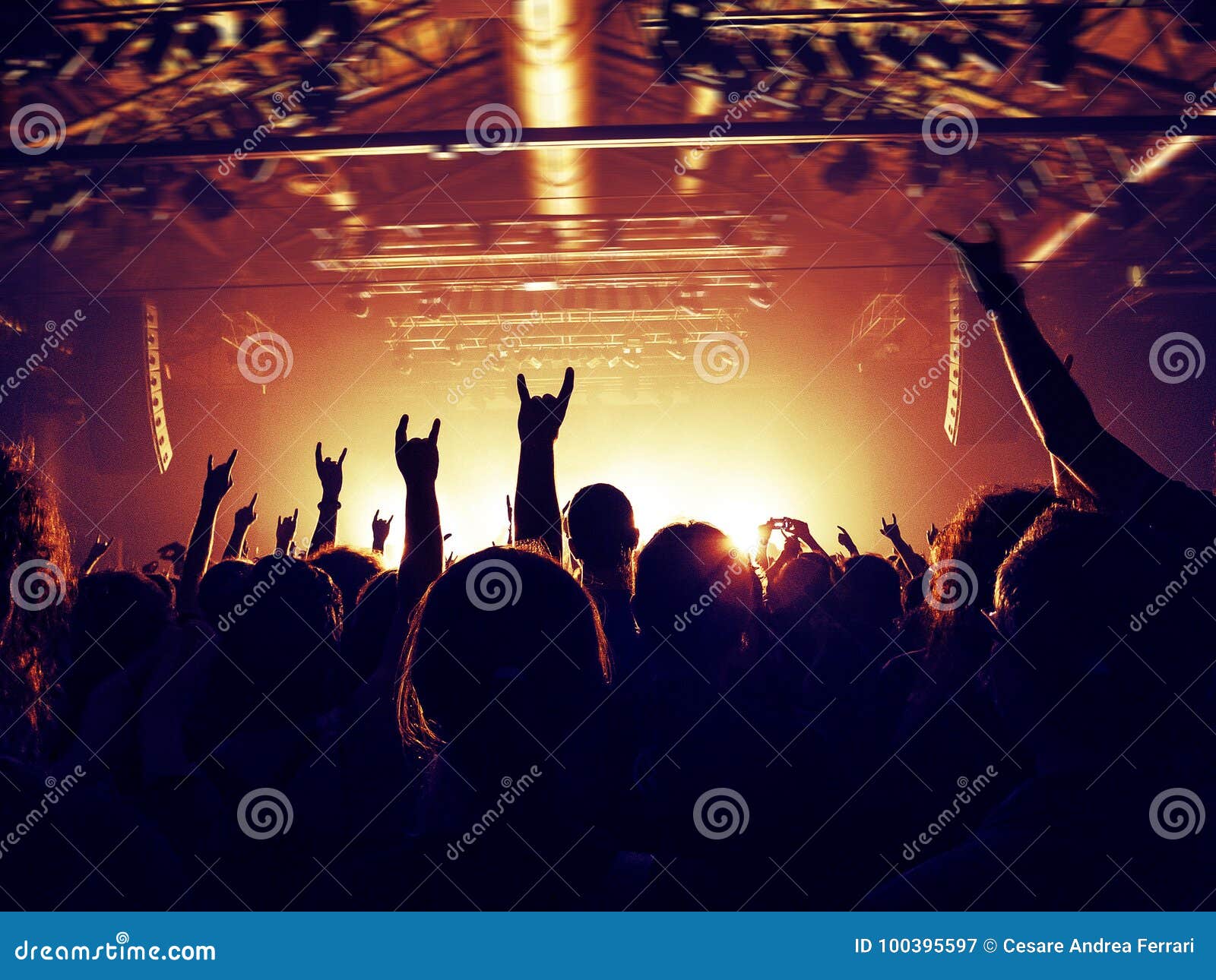 Concert Crowd in Front of Stage Lights Editorial Photography - Image of ...