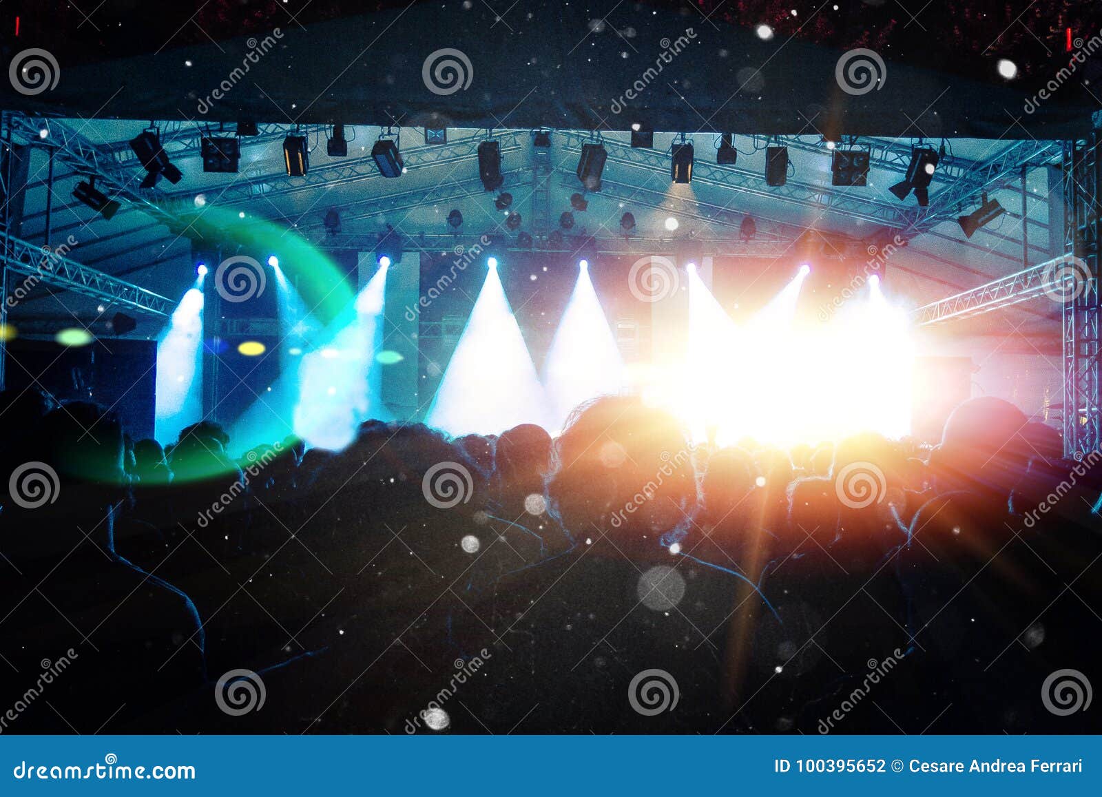 Concert Crowd in Front of Stage Lights Editorial Photography - Image of ...