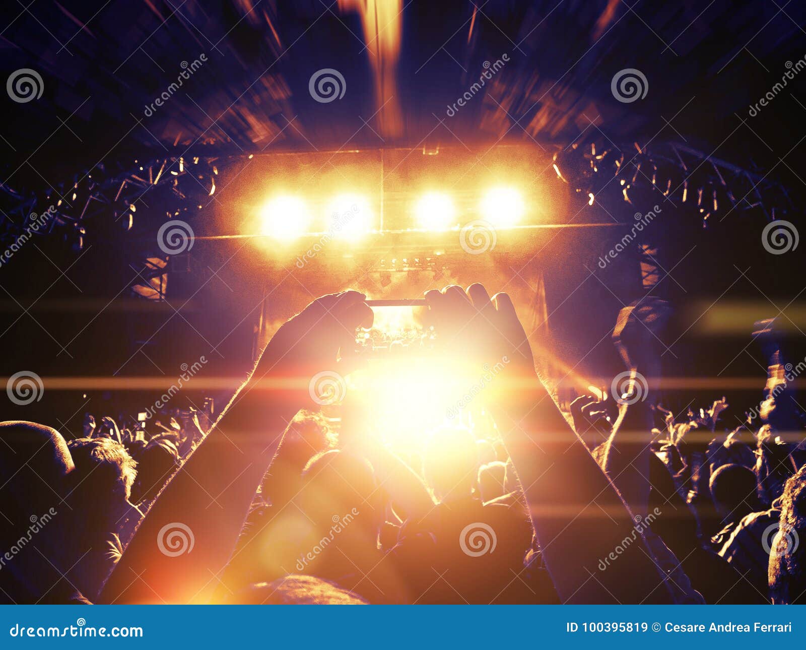 Concert Crowd in Front of Stage Lights Editorial Stock Image - Image of ...