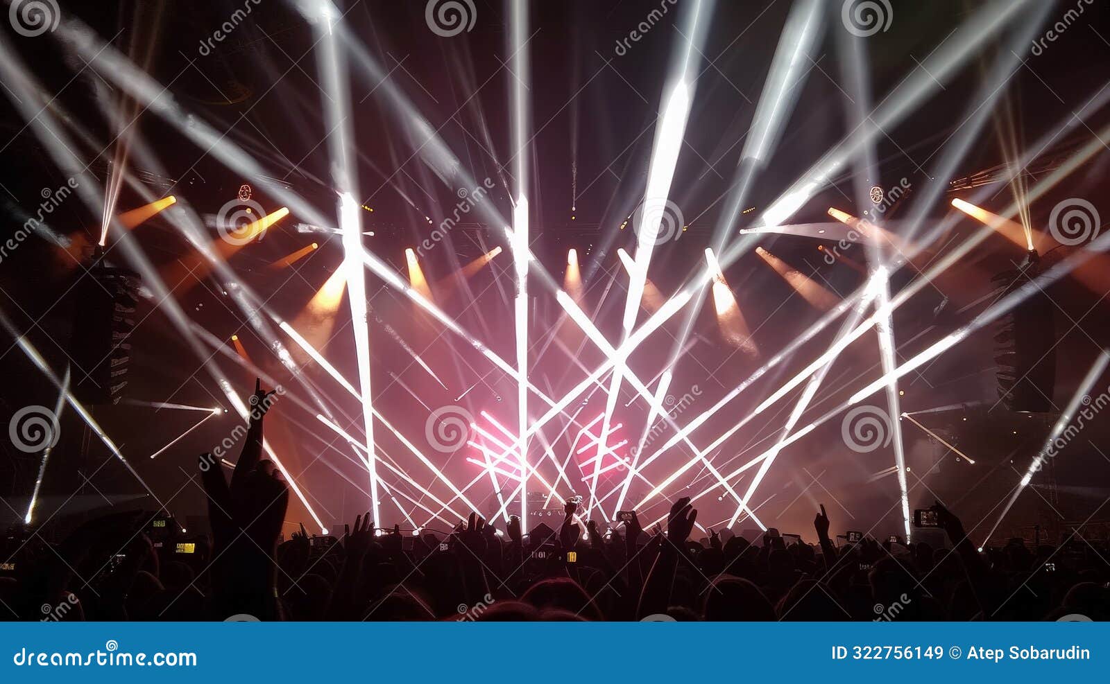 Concert Crowd Illuminated by Stage Lights Stock Illustration ...