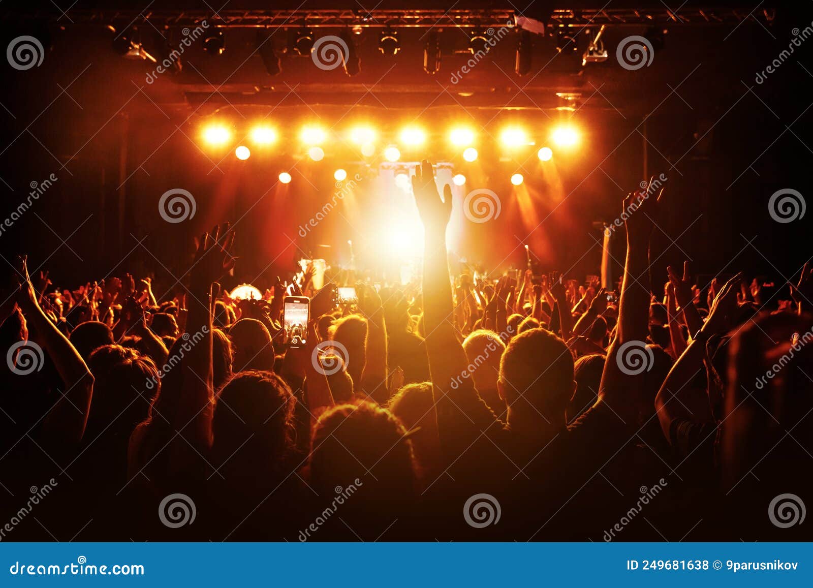 Concert Hall. a Crowd of Spectators in Front of the Stage. Stock Photo ...