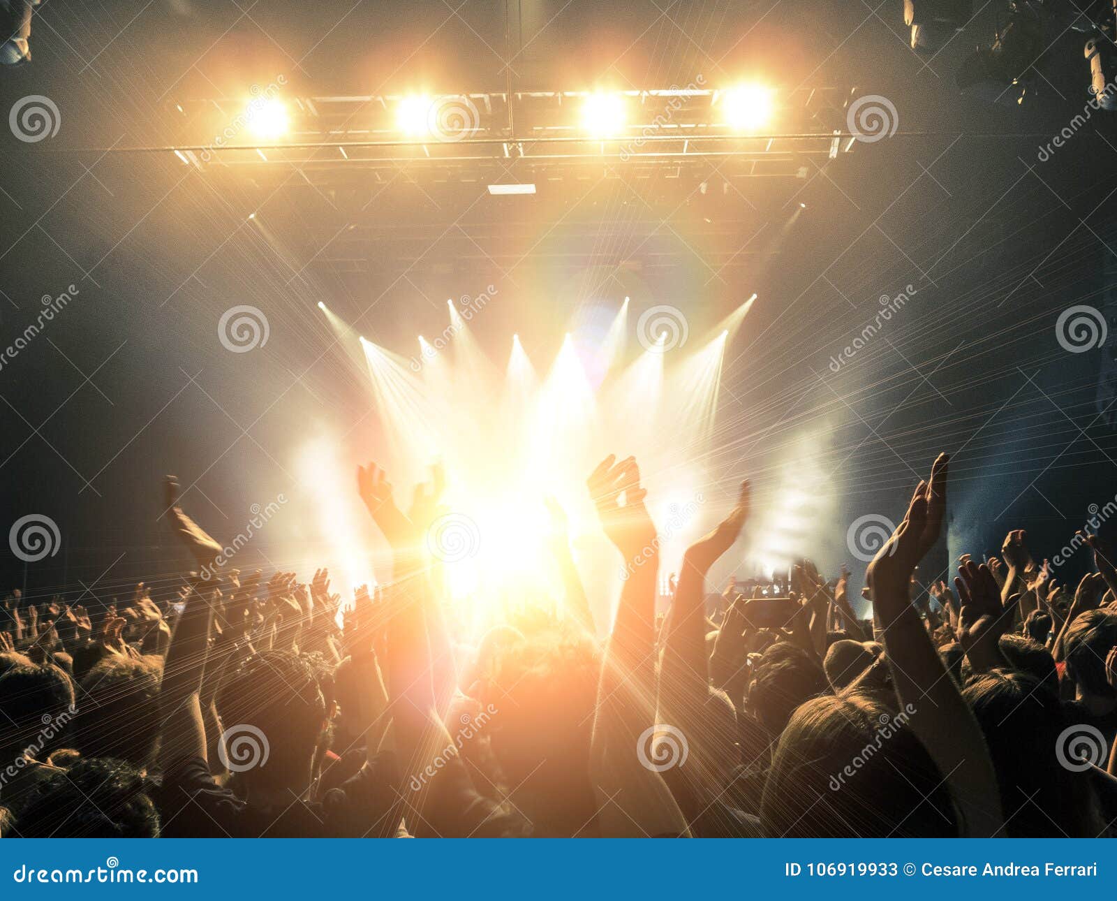 Concert Crowd in Front of Stage Lights Editorial Stock Photo - Image of ...