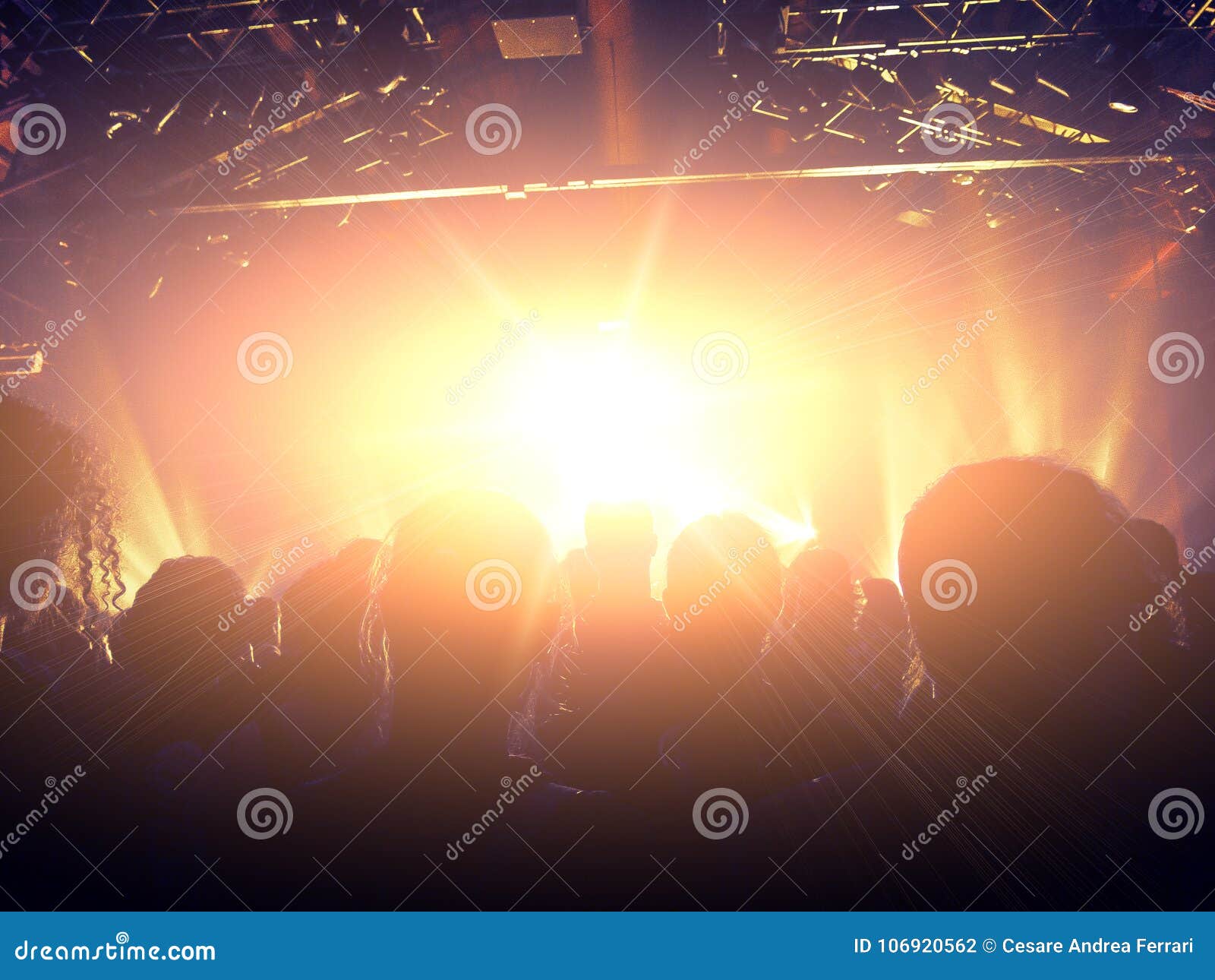 Concert Crowd in Front of Stage Lights Editorial Photography - Image of ...