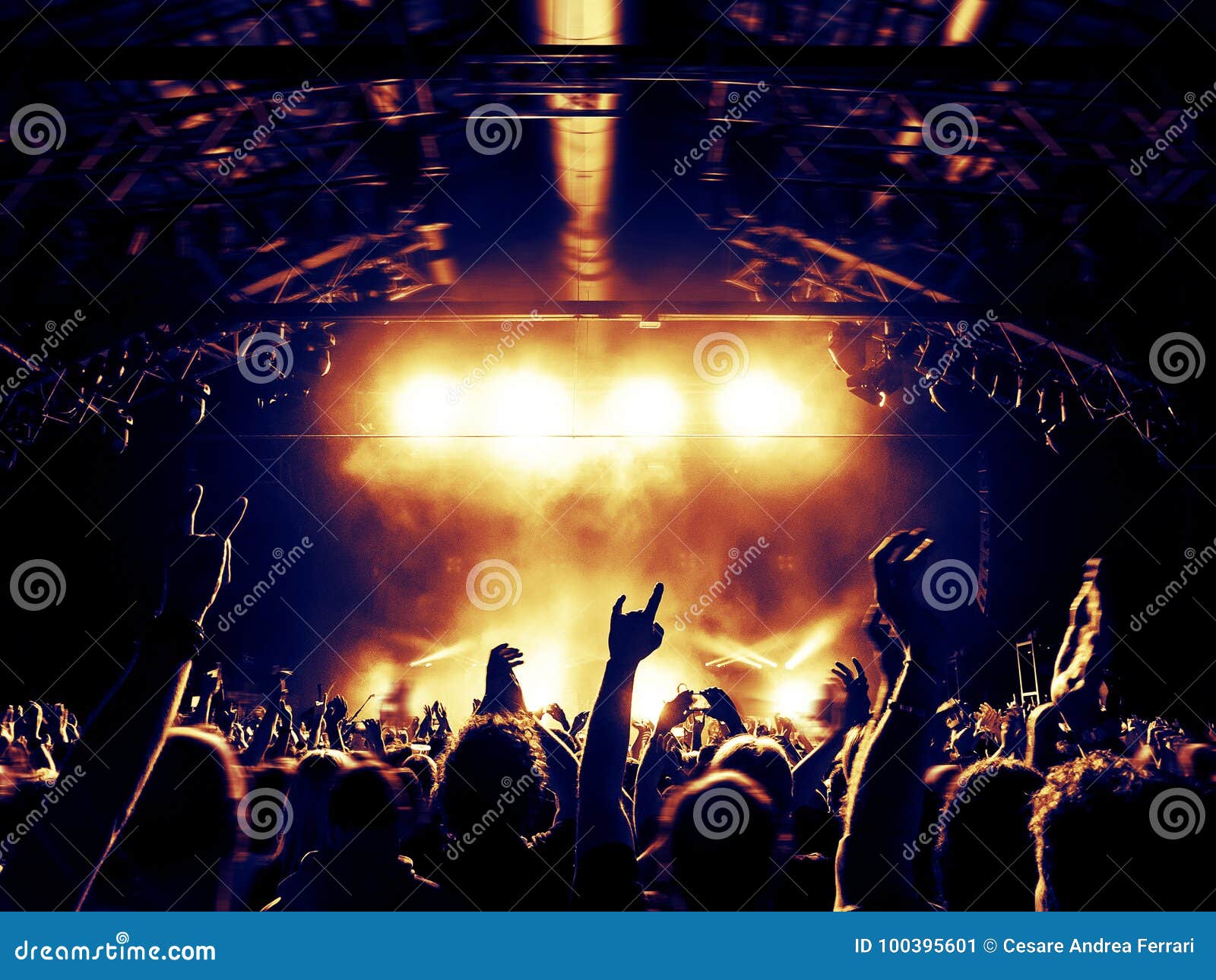Concert Crowd in Front of Stage Lights Editorial Photo - Image of ...