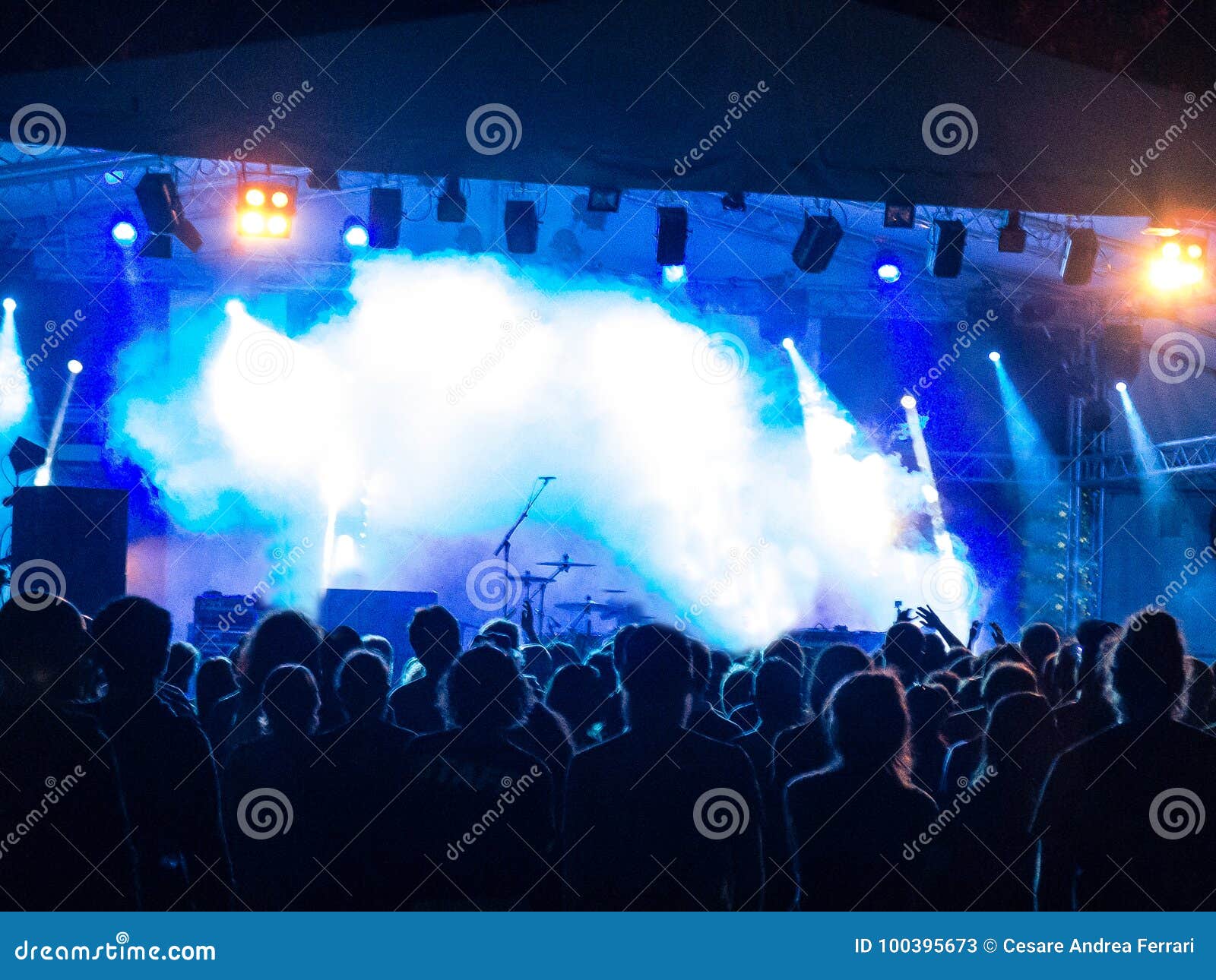 Concert Crowd in Front of Stage Lights Editorial Stock Photo - Image of ...