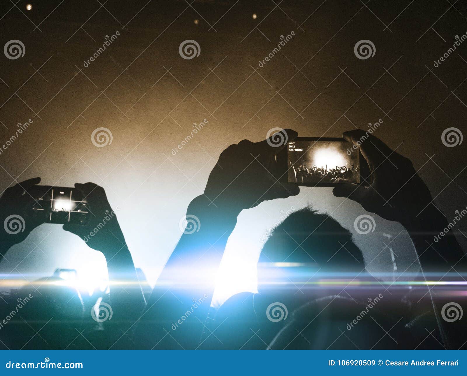 Concert Crowd in Front of Stage Lights Editorial Stock Image - Image of ...