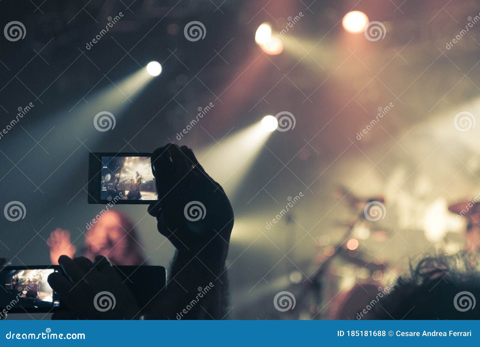 Concert Hall with People Clapping a Band Stage Stock Photo - Image of ...
