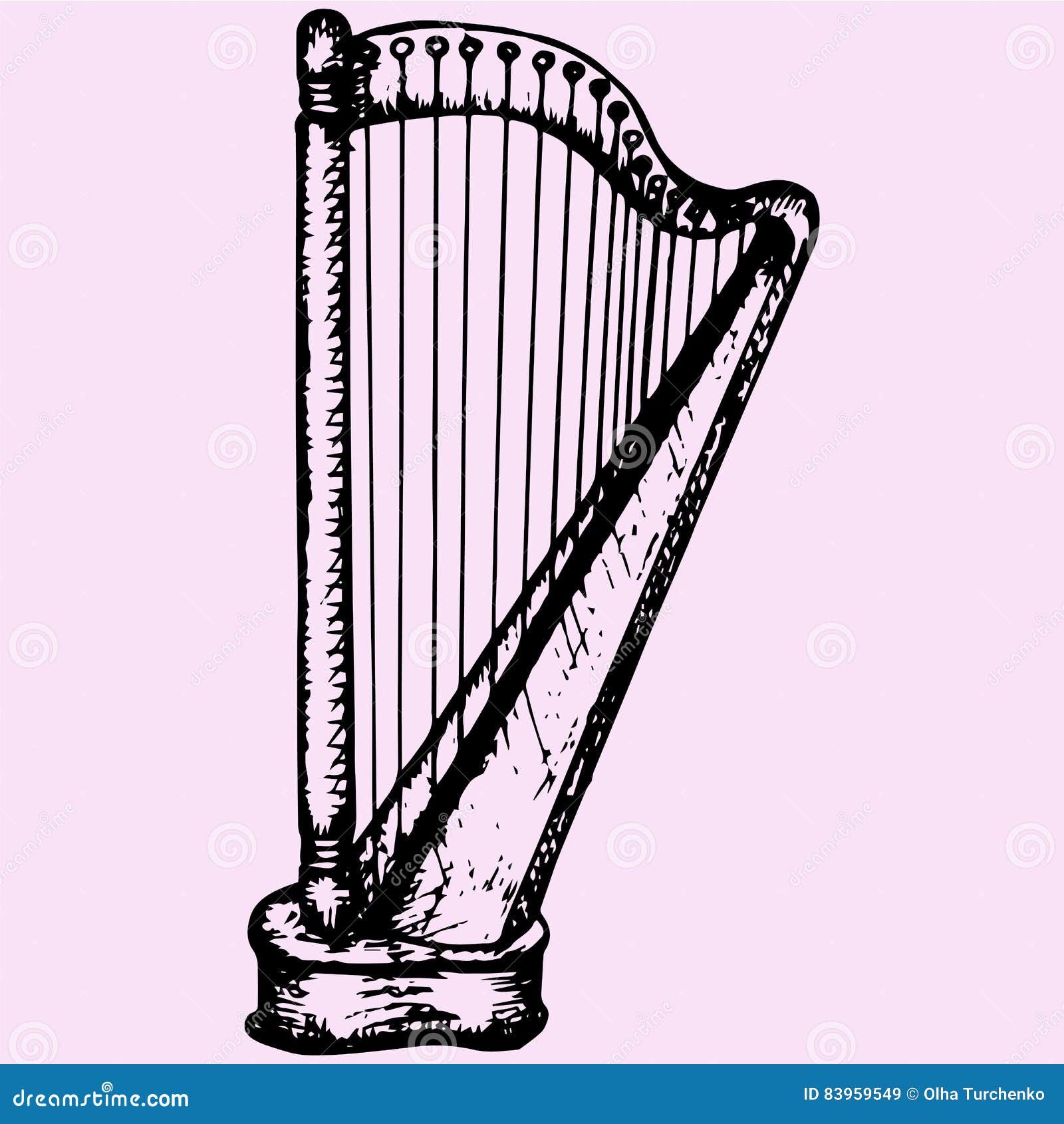 Celtic Harp Drawing