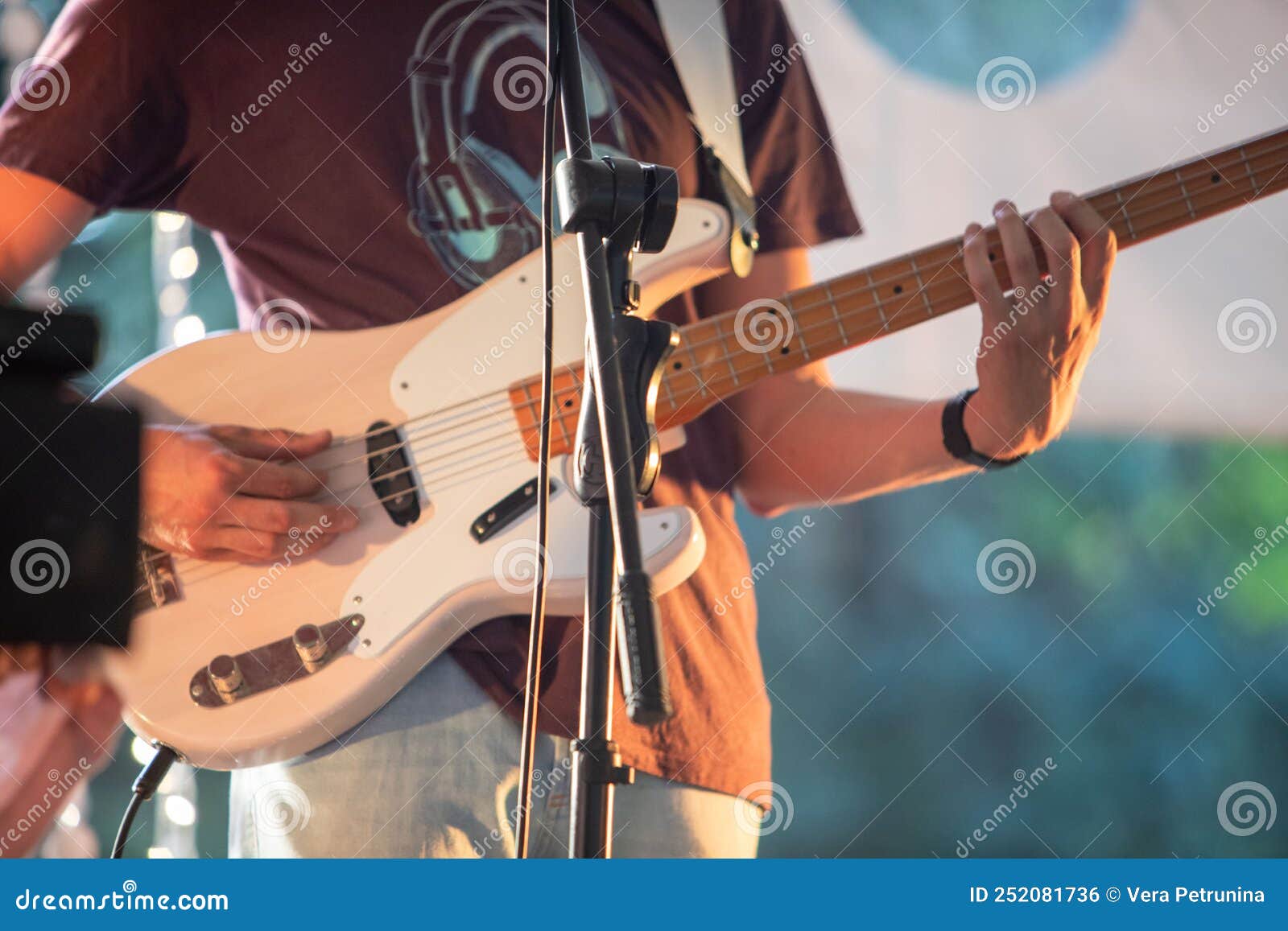 Concert Instruments Drums Guitar Microphone Stock Photo - Image of ...