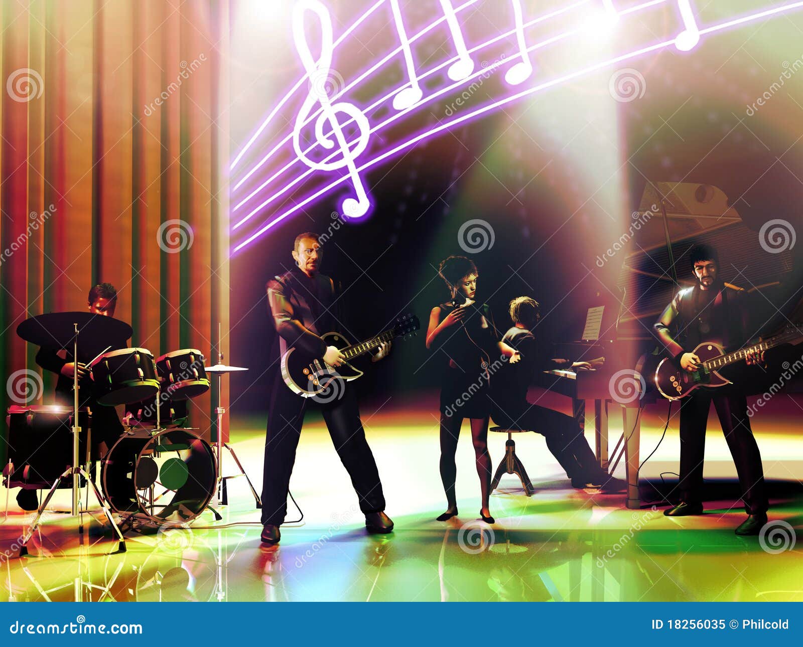 Musical Band Instruments Cartoon Vector | CartoonDealer.com #32043769