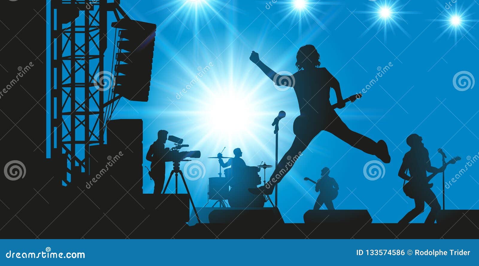 A Rock Band in Concert Makes the Show in Front of Its Audience Stock ...