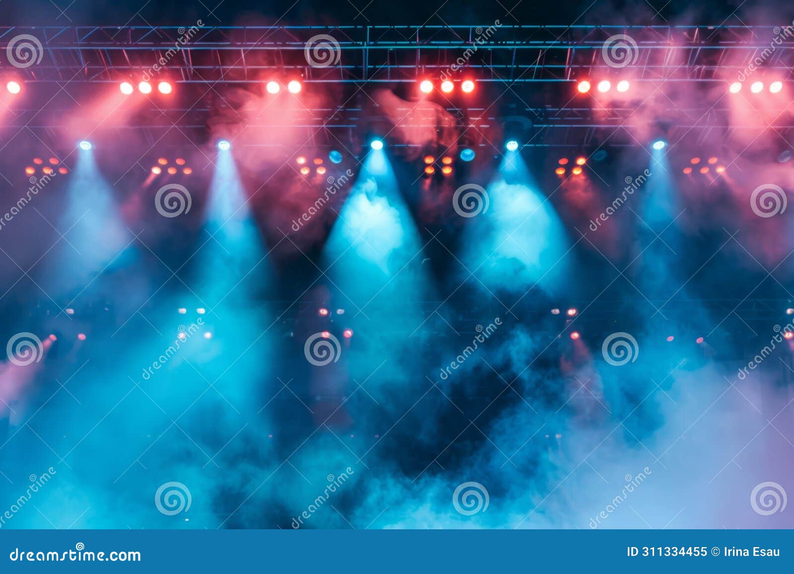 Concert Scene with Bright Light Beams and Smoke Stock Image - Image of ...