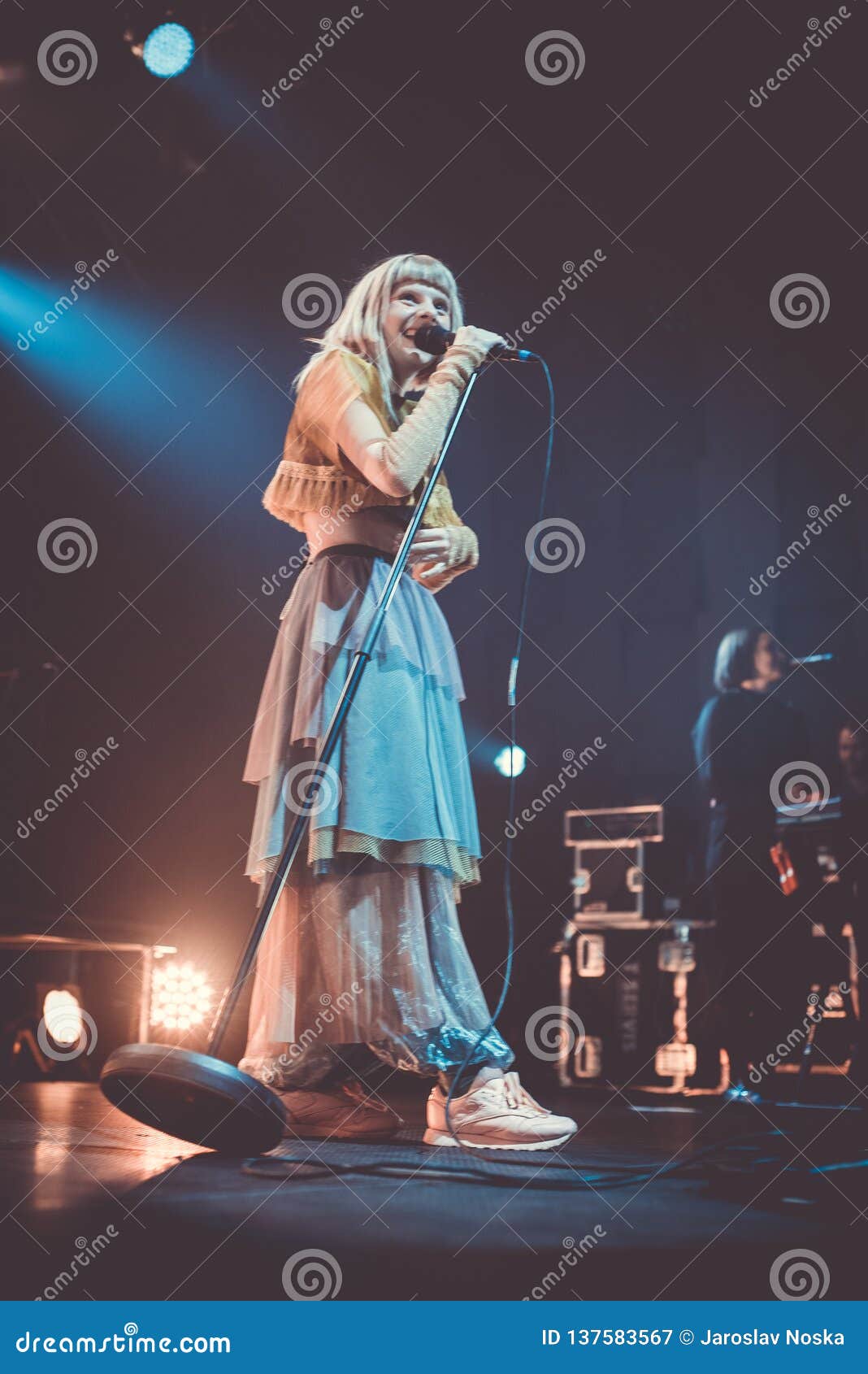 Concert singer Aurora editorial photography. Image of instrument ...