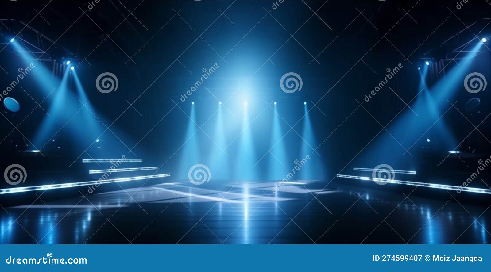 Concert Stage with Blue Spotlight Stock Illustration - Illustration of ...