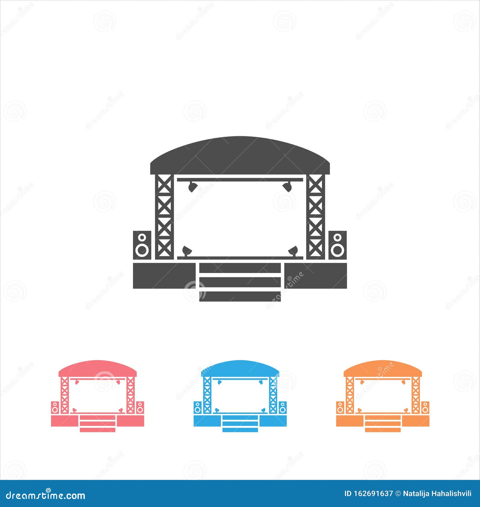 Concert Stage Icon Set on White. Vector Stock Vector - Illustration of ...