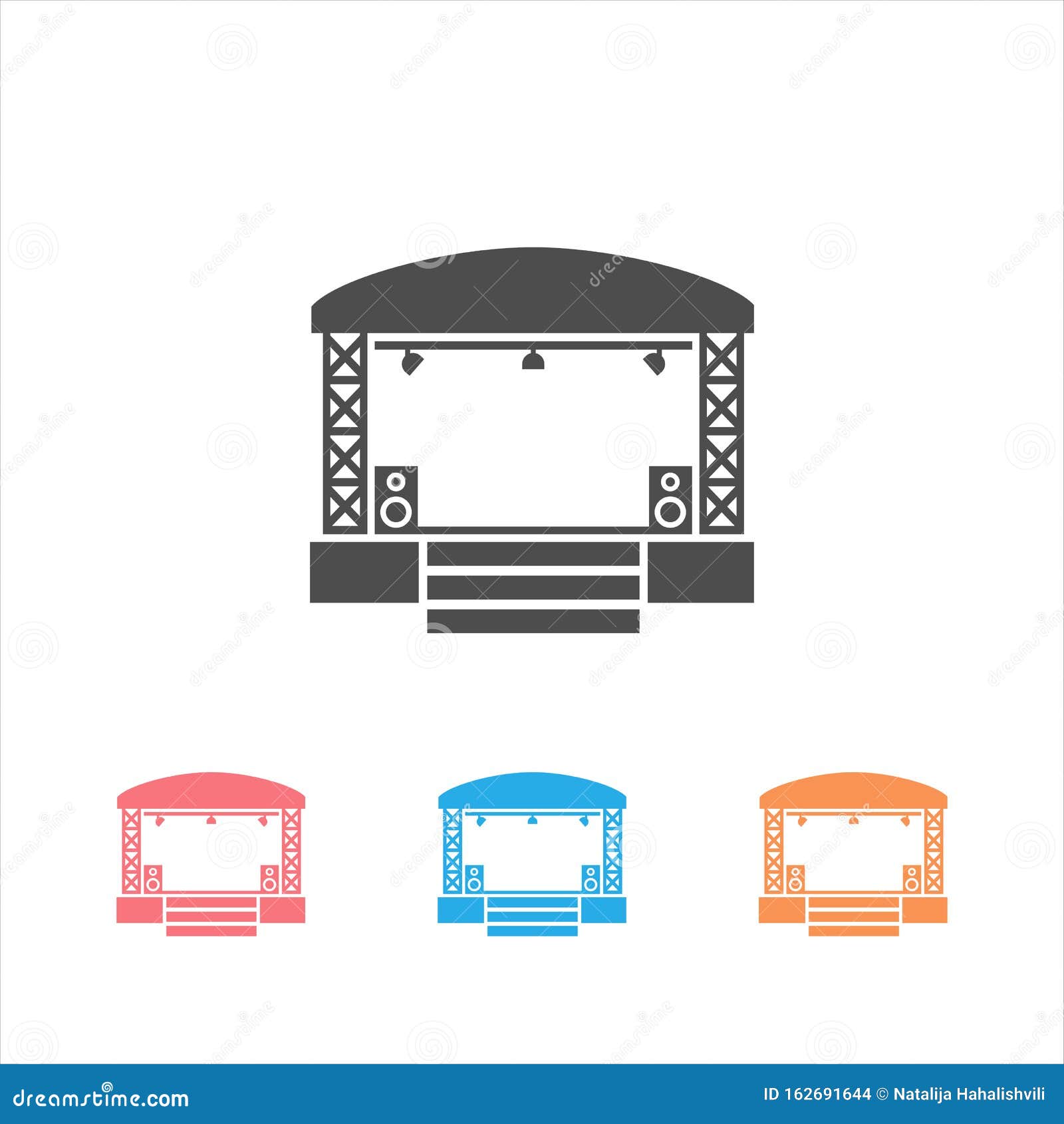 Concert Stage Icon Set on White. Vector Stock Vector - Illustration of ...