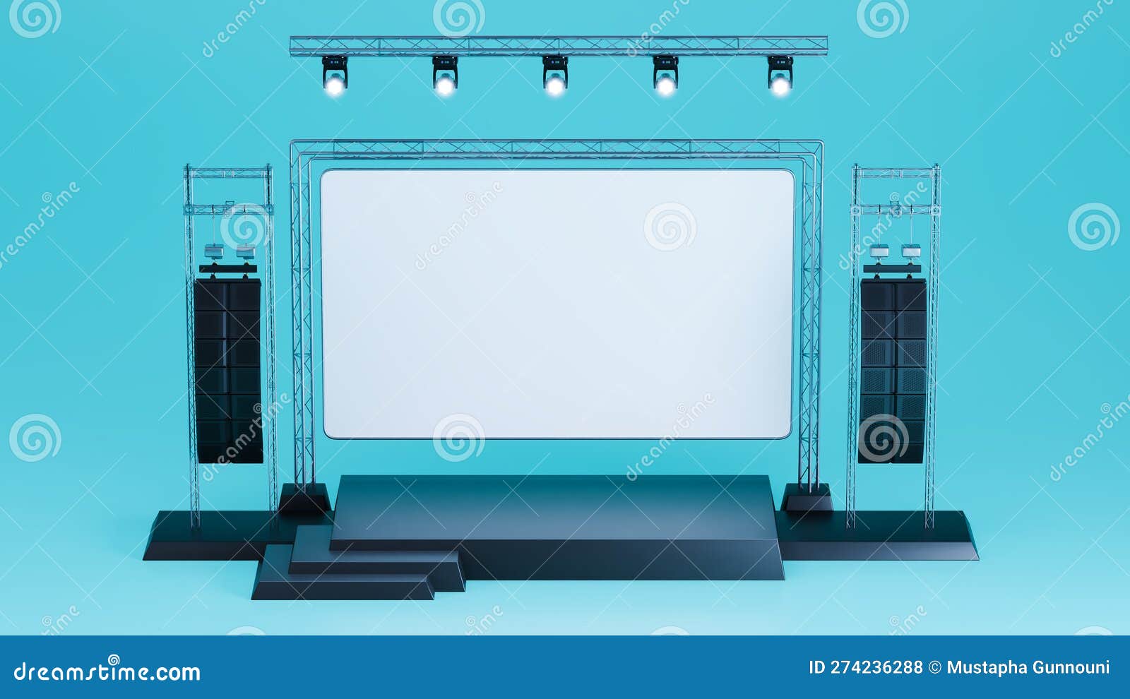 Concert Stage with Metal Frame, Empty Stage with Lightspots and ...