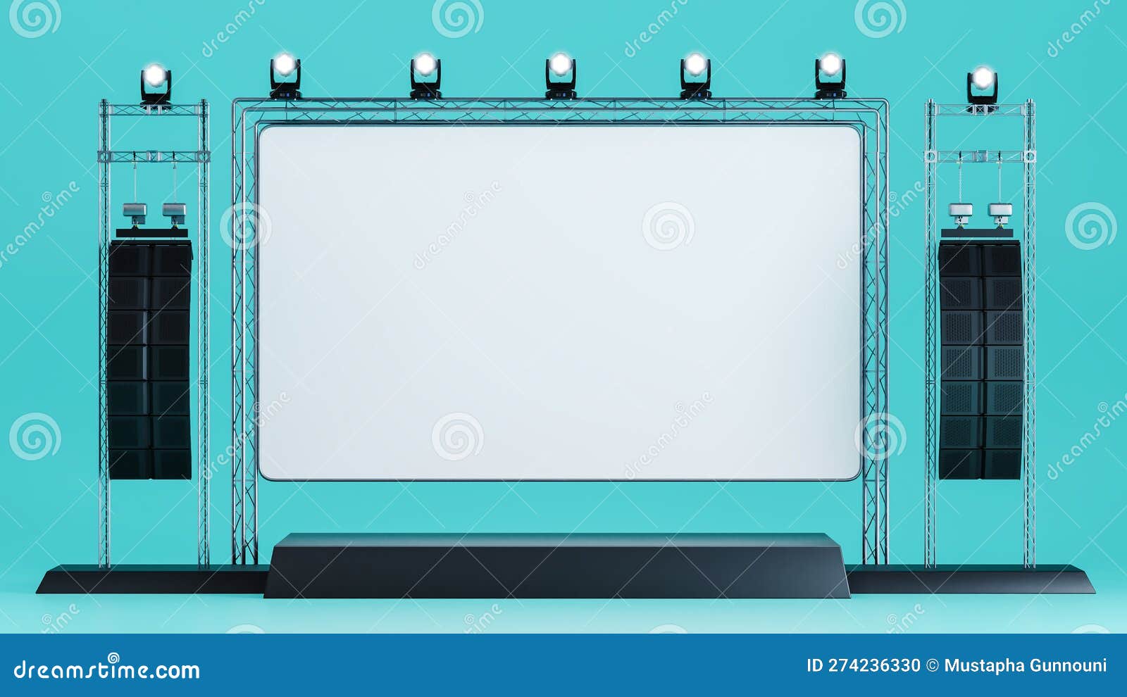 Concert Stage with Metal Frame, Empty Stage with Lightspots and ...