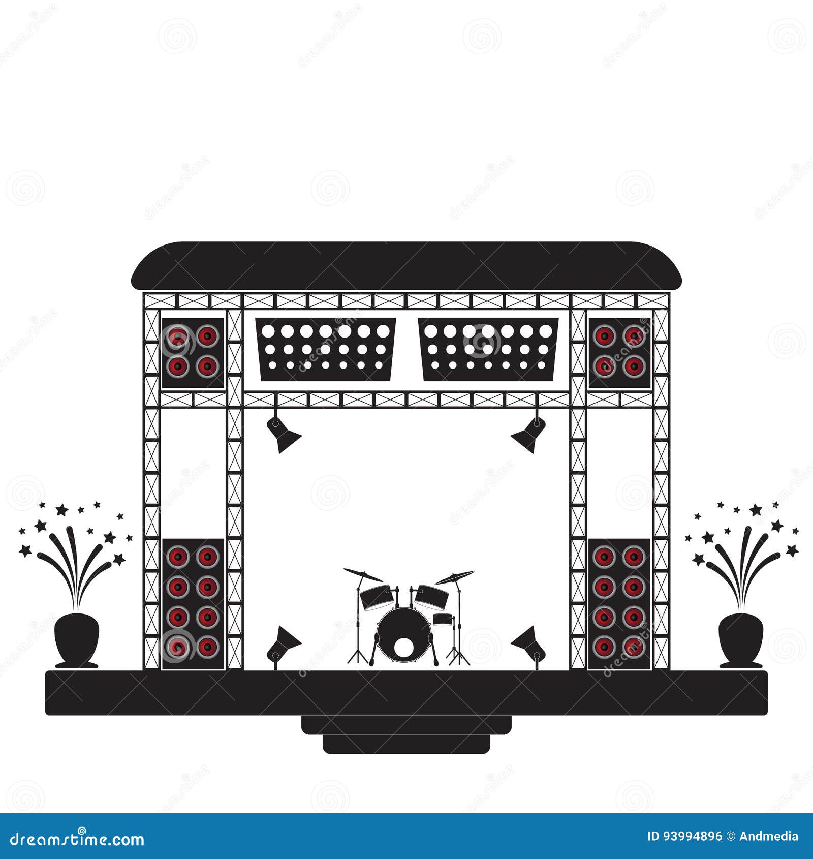 Concert Stage and Musical Equipment. Stock Vector - Illustration of ...