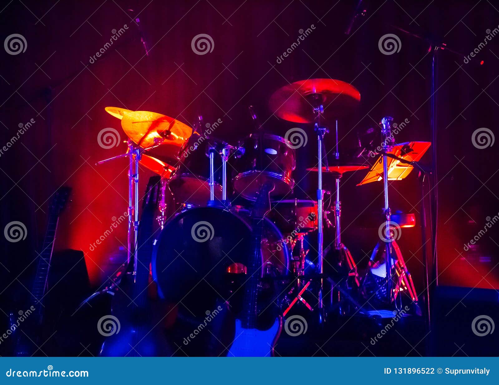 Concert Stage with Musical Instruments Stock Photo - Image of ...