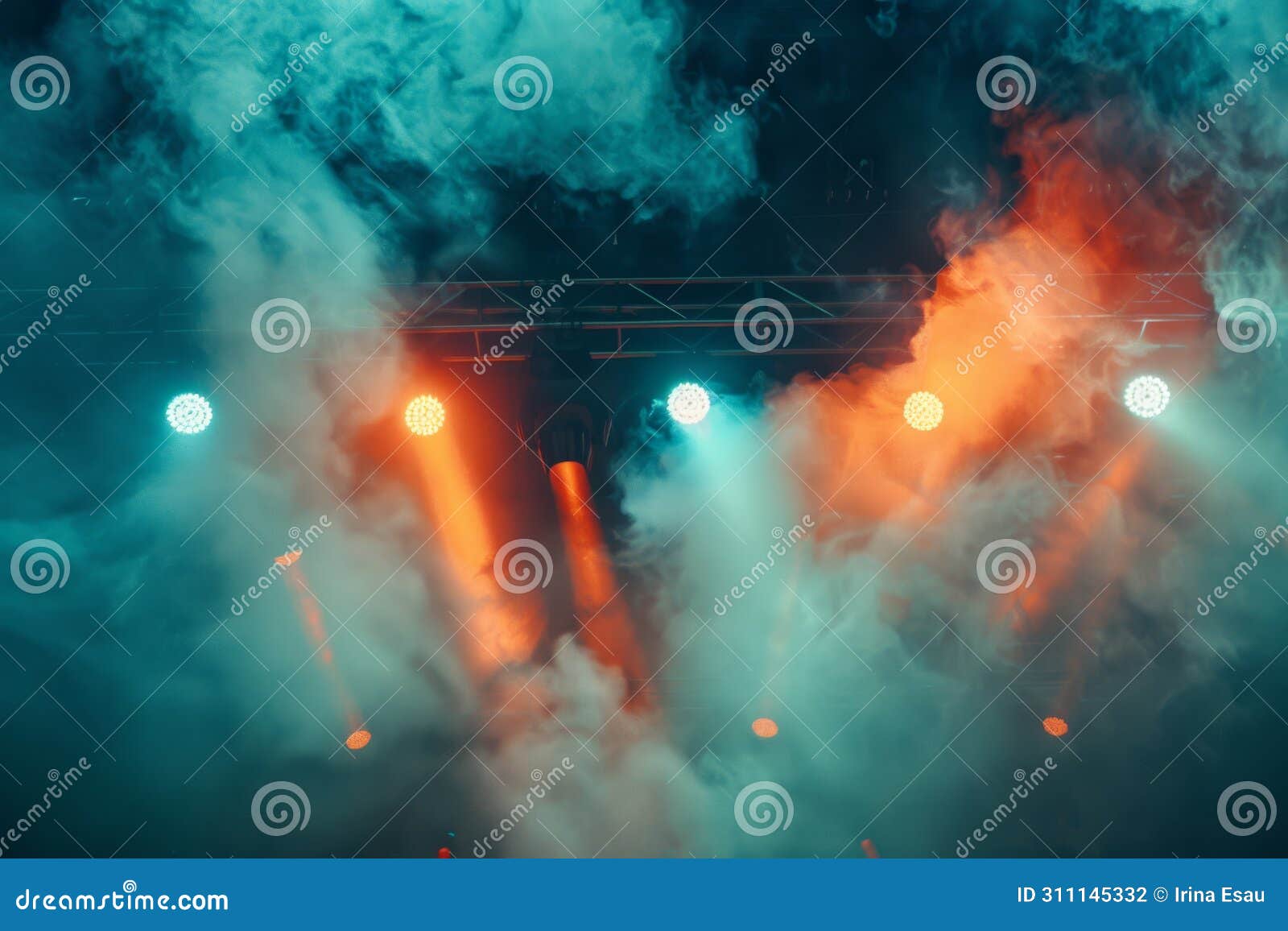 Concert Stage with Smoke and Light Show Stock Photo - Image of haze ...