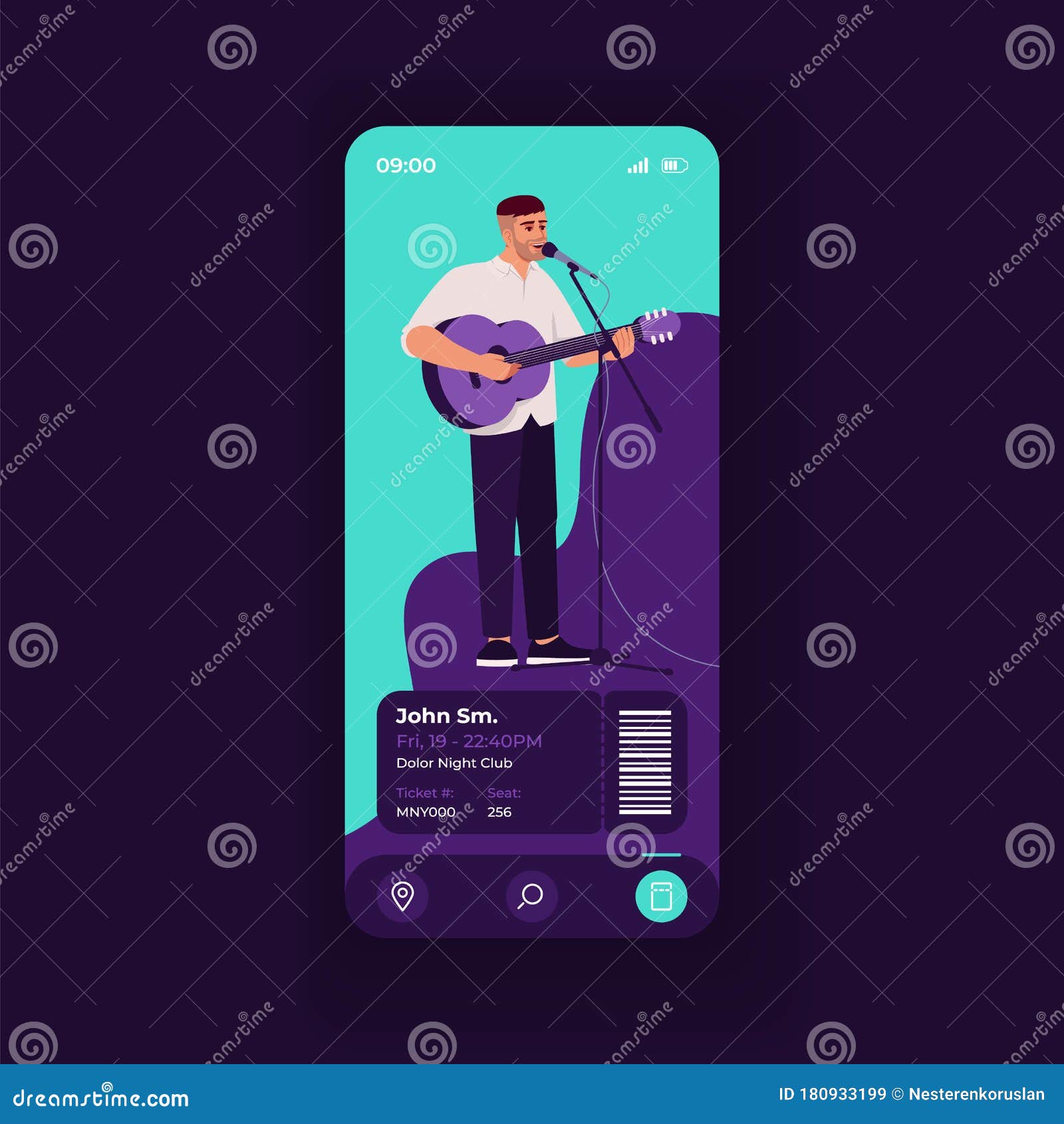 Concert Tickets Booking Application Smartphone Interface Vector ...
