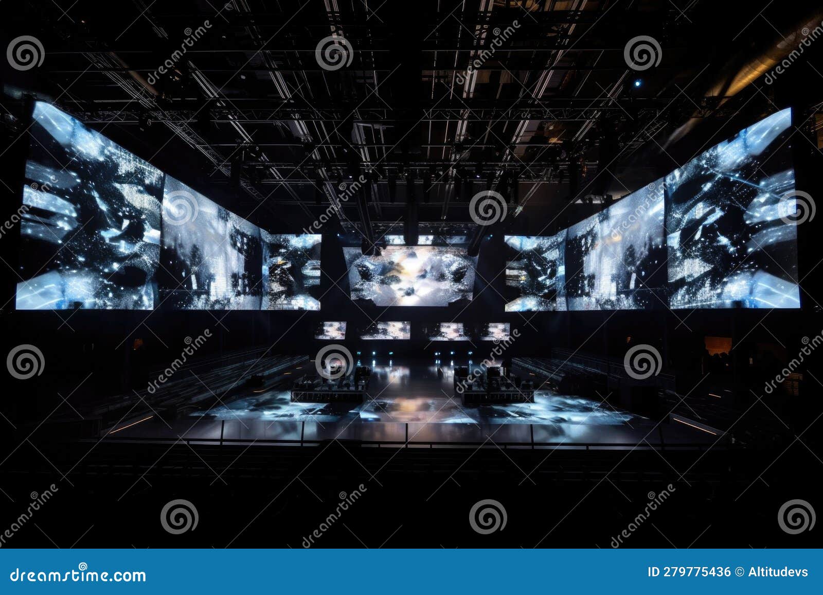 A Concert Venue with a Huge Screen Projecting Custom Visuals for the ...