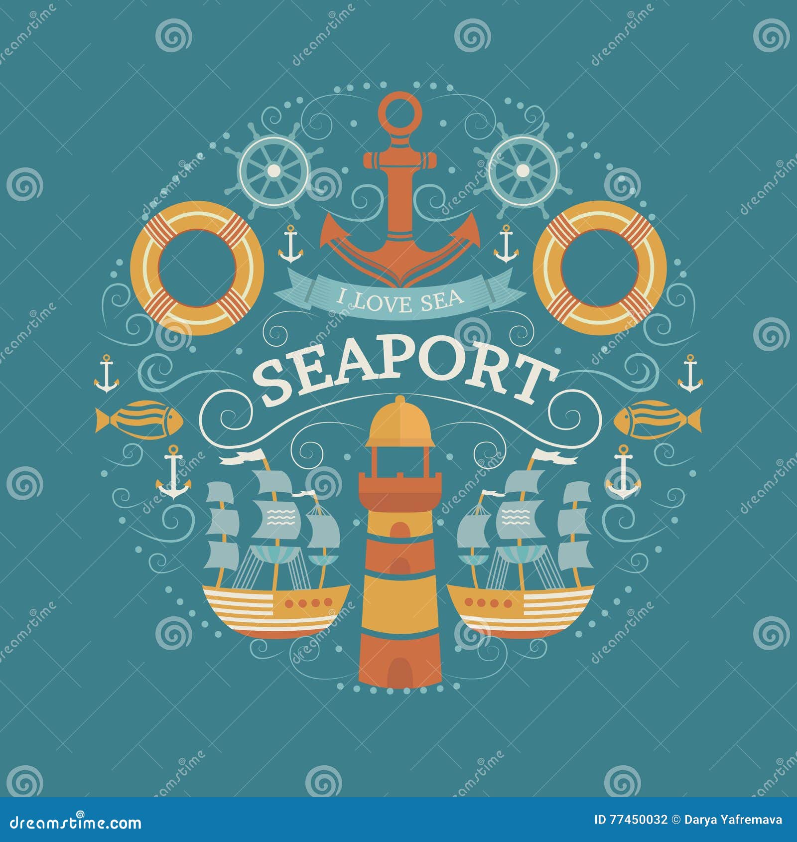 Concetto Con I Simboli Del Mare Illustrazione di Stock - Illustrazione ...