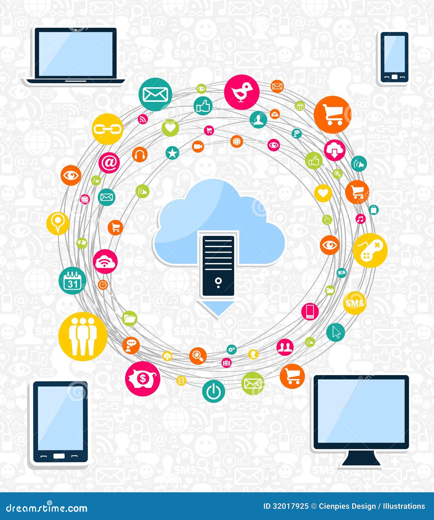 Concetto Della Rete Informatica Della Nuvola Illustrazione Vettoriale ...