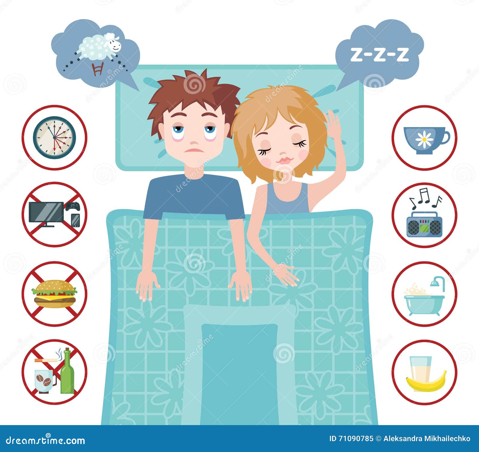 Concetto Di Insonnia E Di Sonno Illustrazione Vettoriale ...