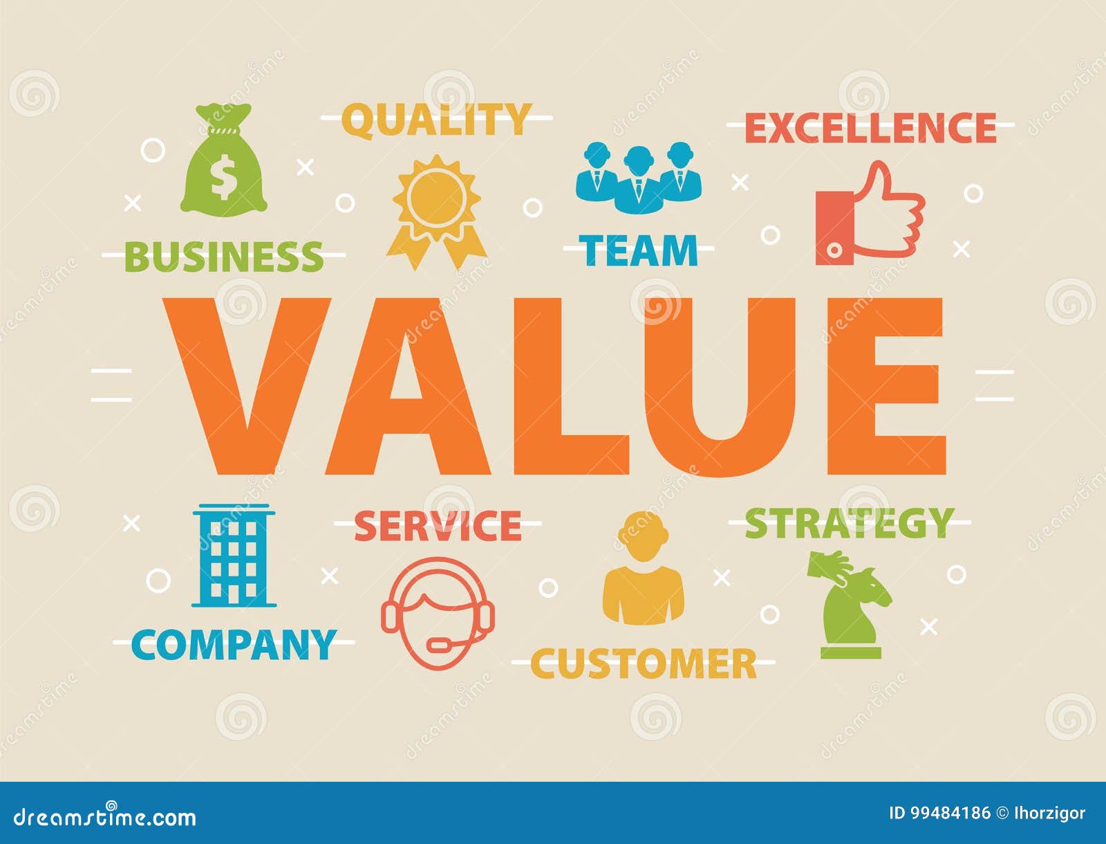 Concetto Di VALORE Con Le Icone Fotografia Editoriale - Illustrazione ...
