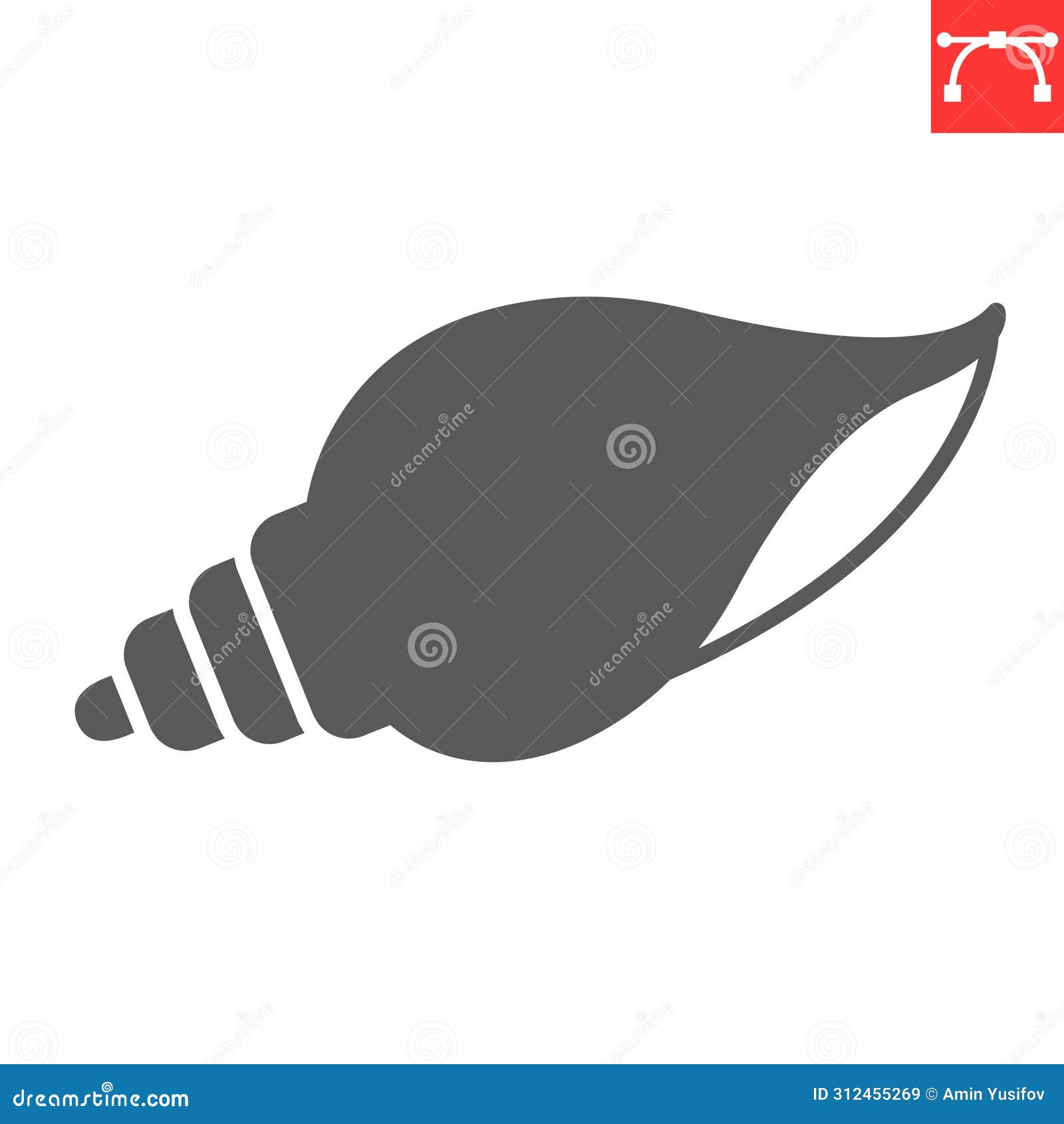 Conch glyph icon stock vector. Illustration of underwater - 312455269